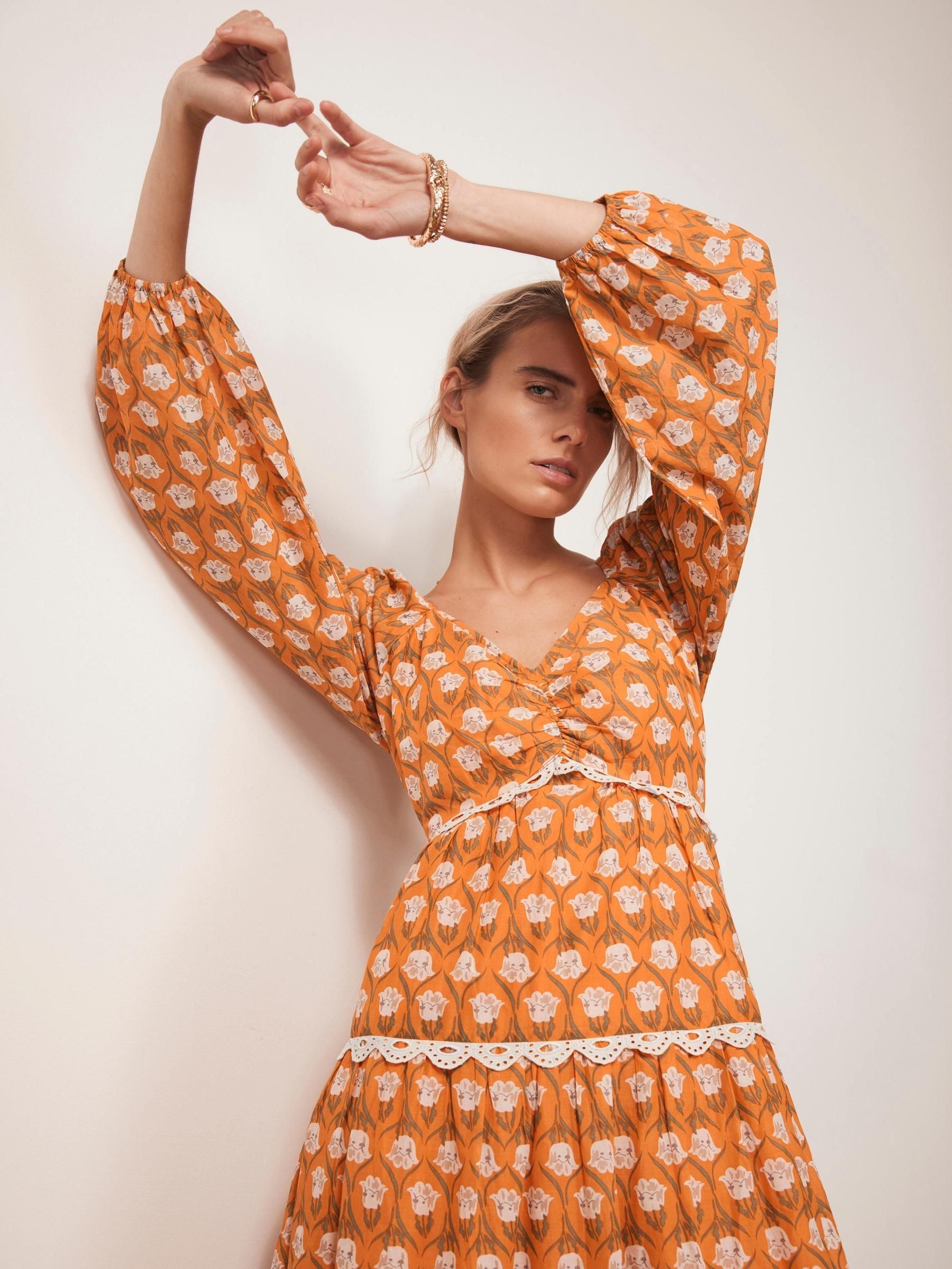 Buy Mint Velvet Orange Floral Print Maxi Dress from the Next UK online shop