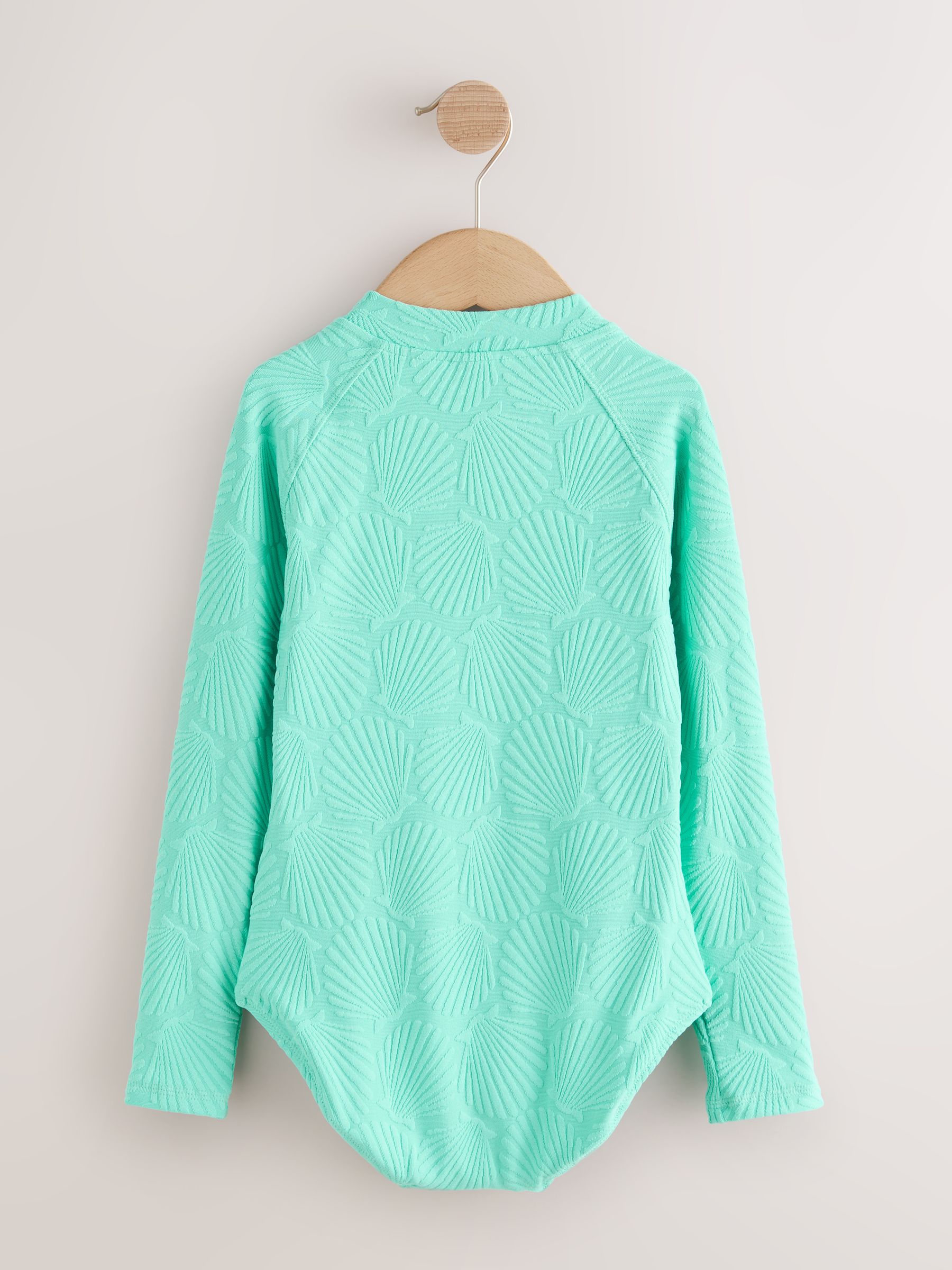 Buy Mint Green Shell Textured Long Sleeve Sunsafe Swimsuit (3-16yrs ...