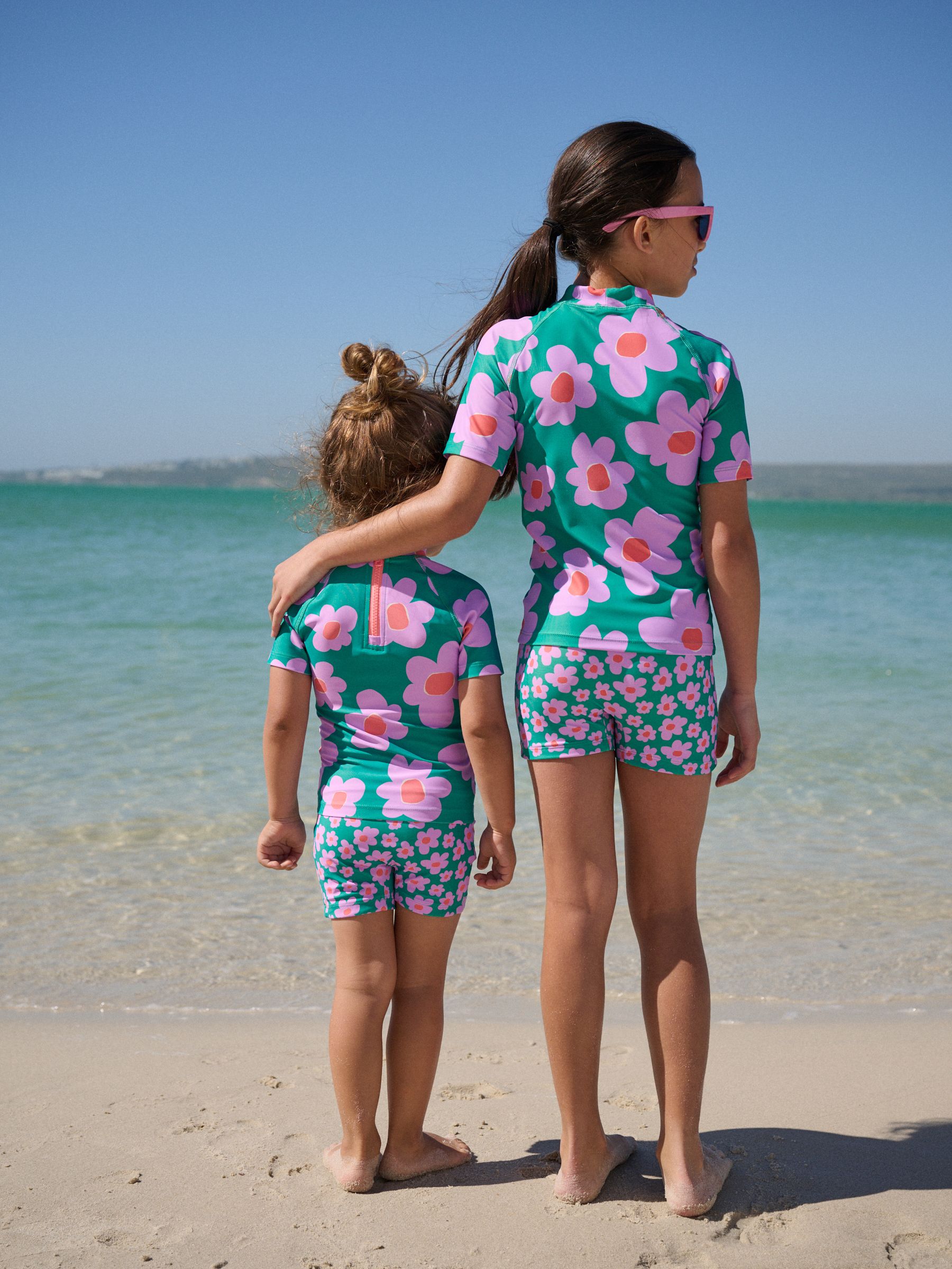Buy Green Stampy Floal Short Sleeved Sunsafe Swim Set (3mths-10yrs ...