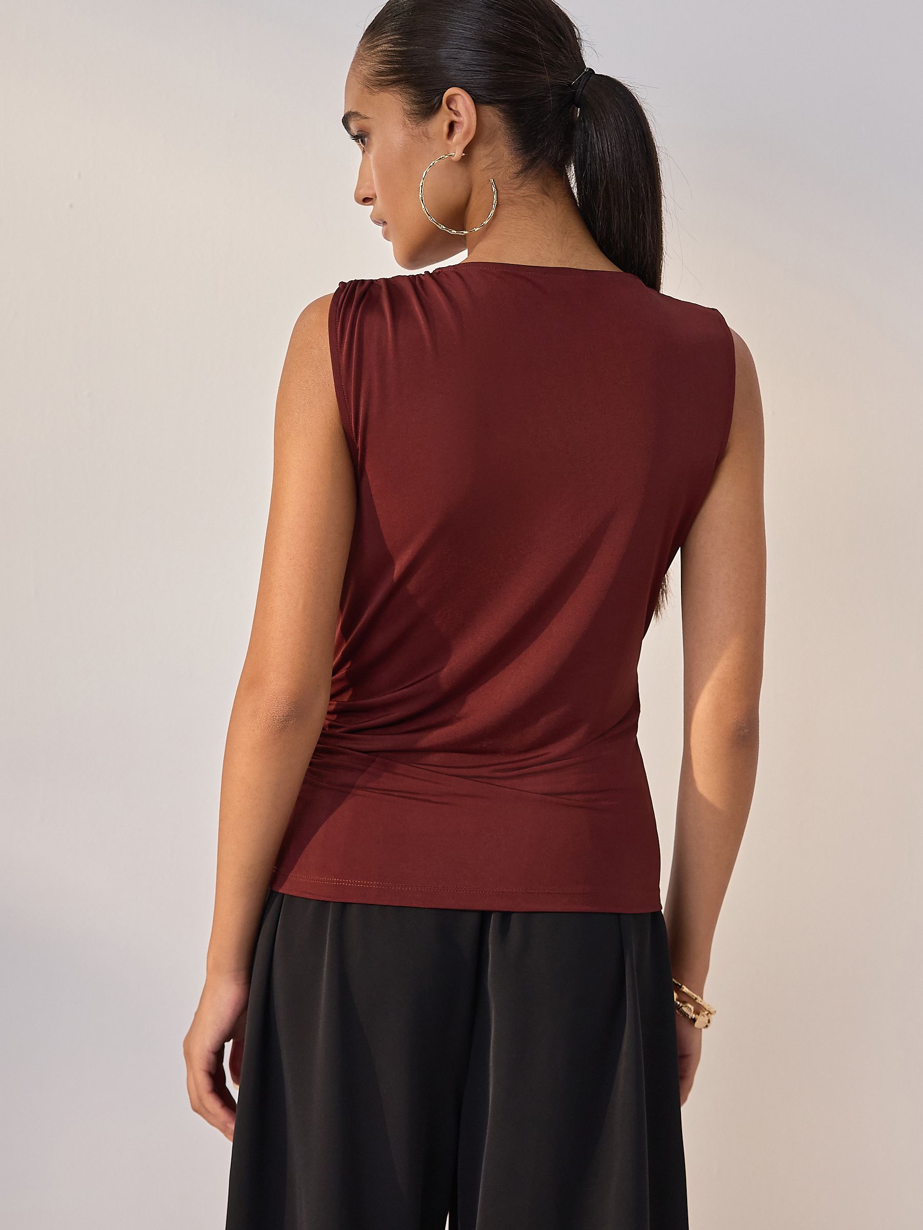 Buy Cherry Red Sleevless Ruched Drape Front Top from the Next UK online ...