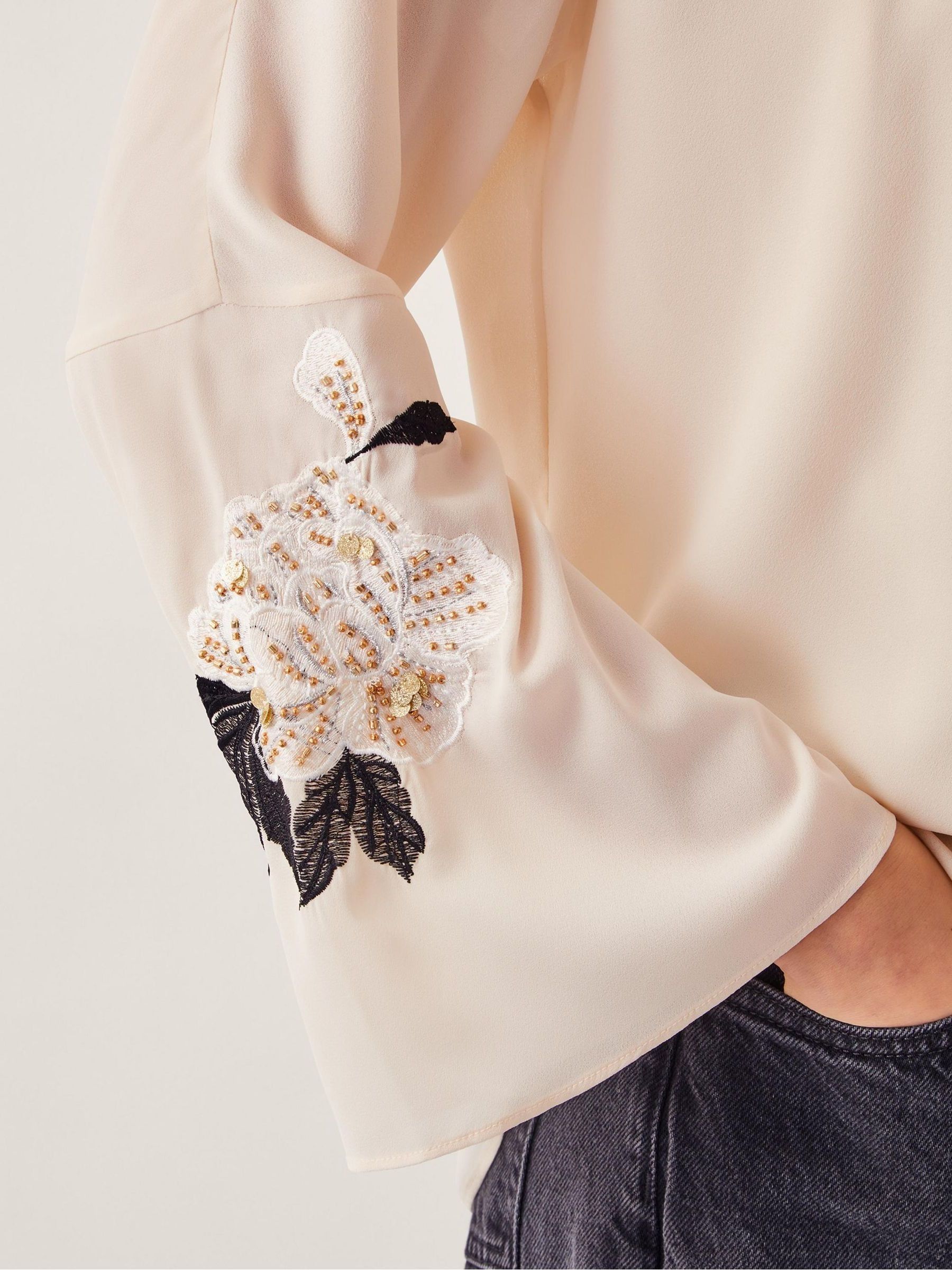 Buy Monsoon Cream Ariah Floral Print Embellished Blouse from the Next ...