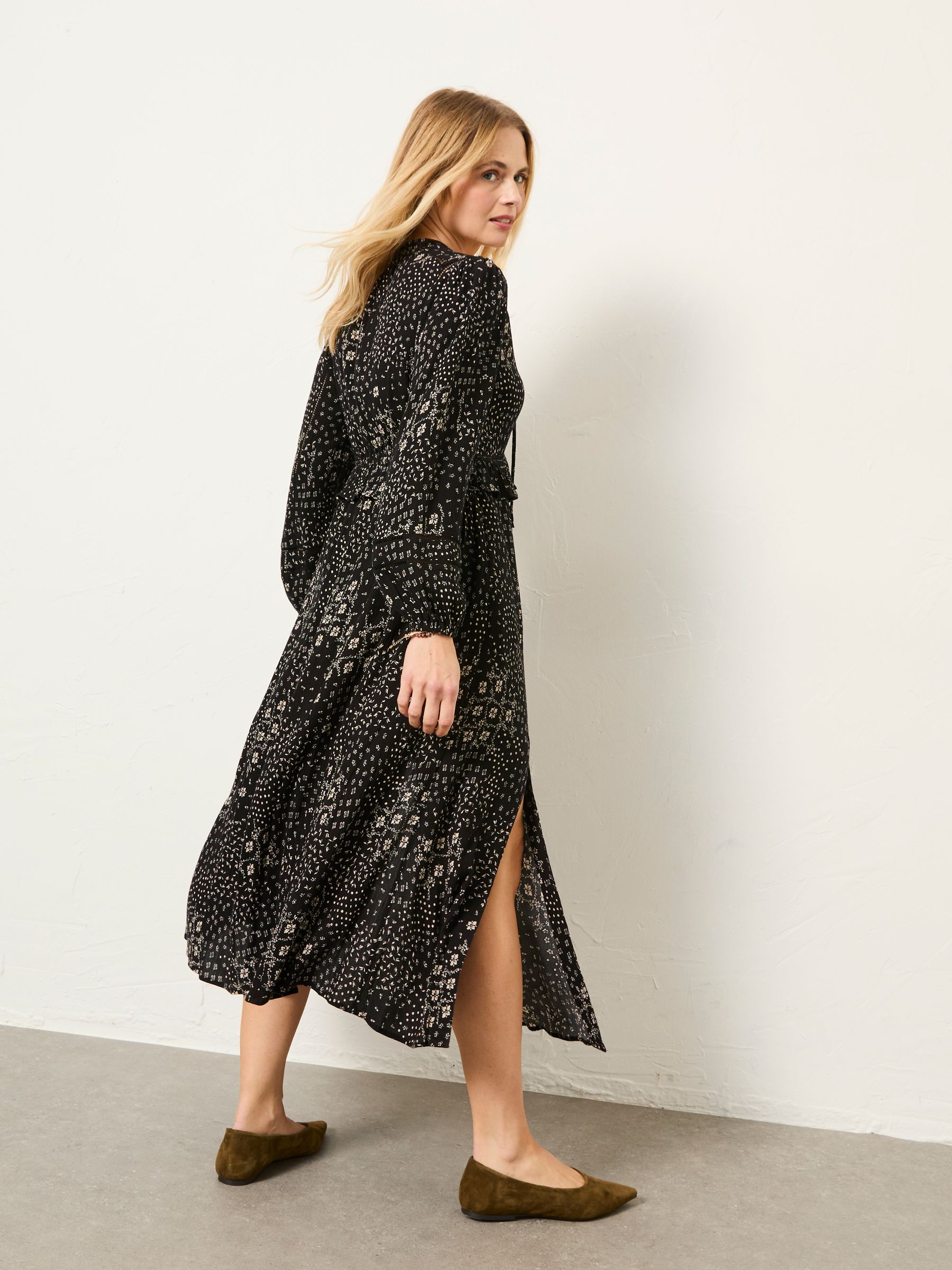 Buy FatFace Tara Black Mono Patchwork Floral Dress from the Next UK online shop