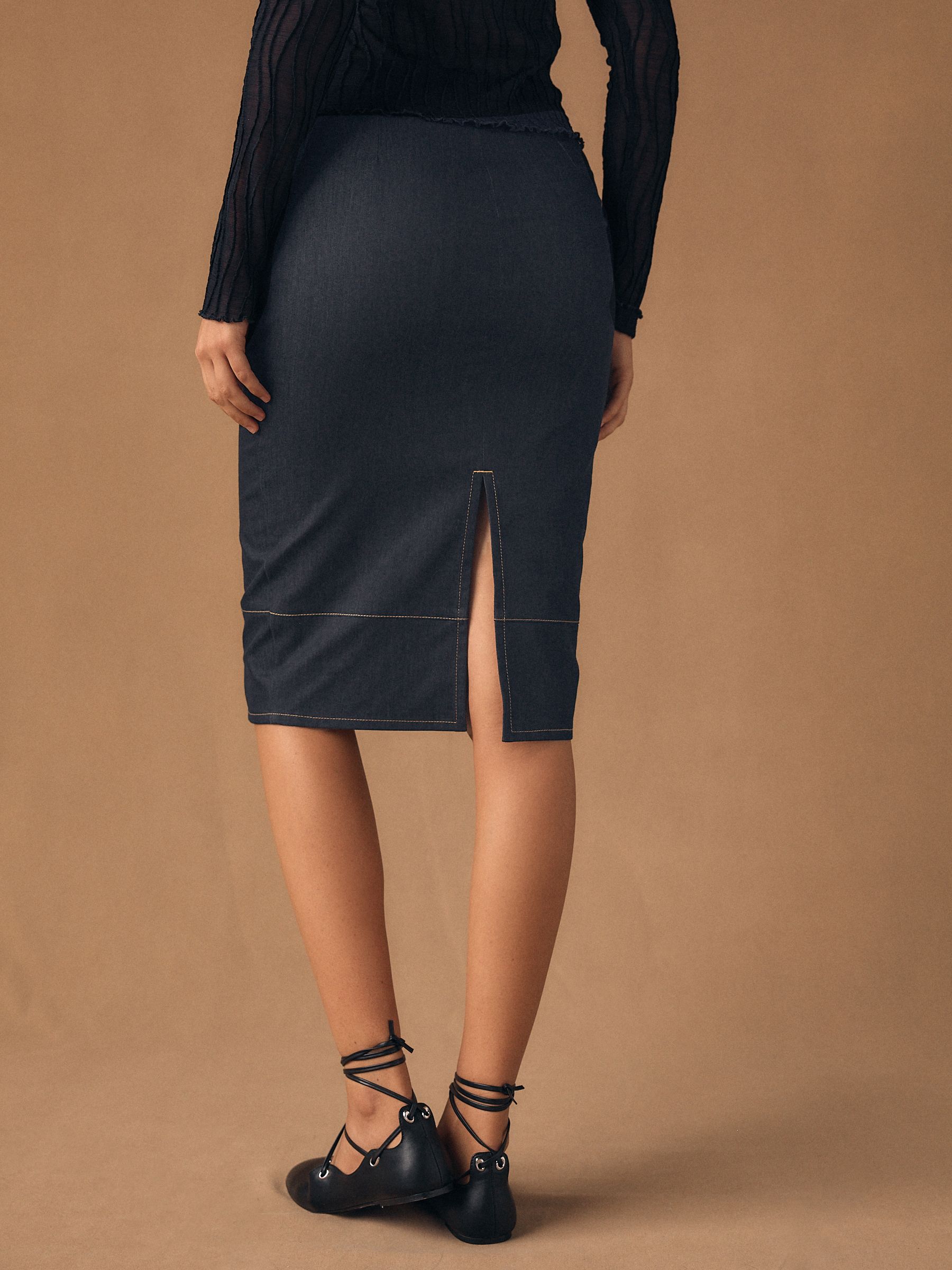 Buy Denim Look Midi Skirt With Gold Button Detailing from the Next UK ...