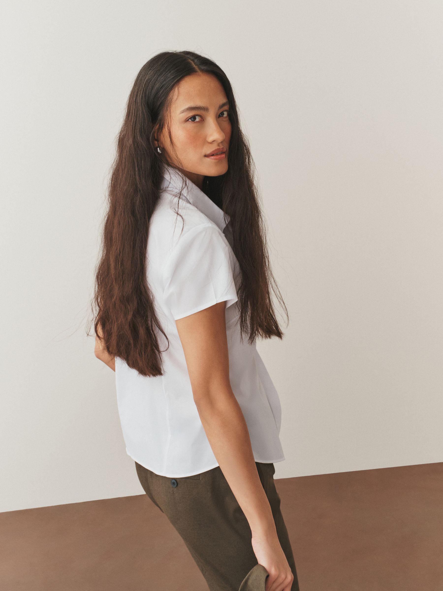 Buy White Fitted Stretch Essential Short Sleeve Shirts 2 Pack from the ...