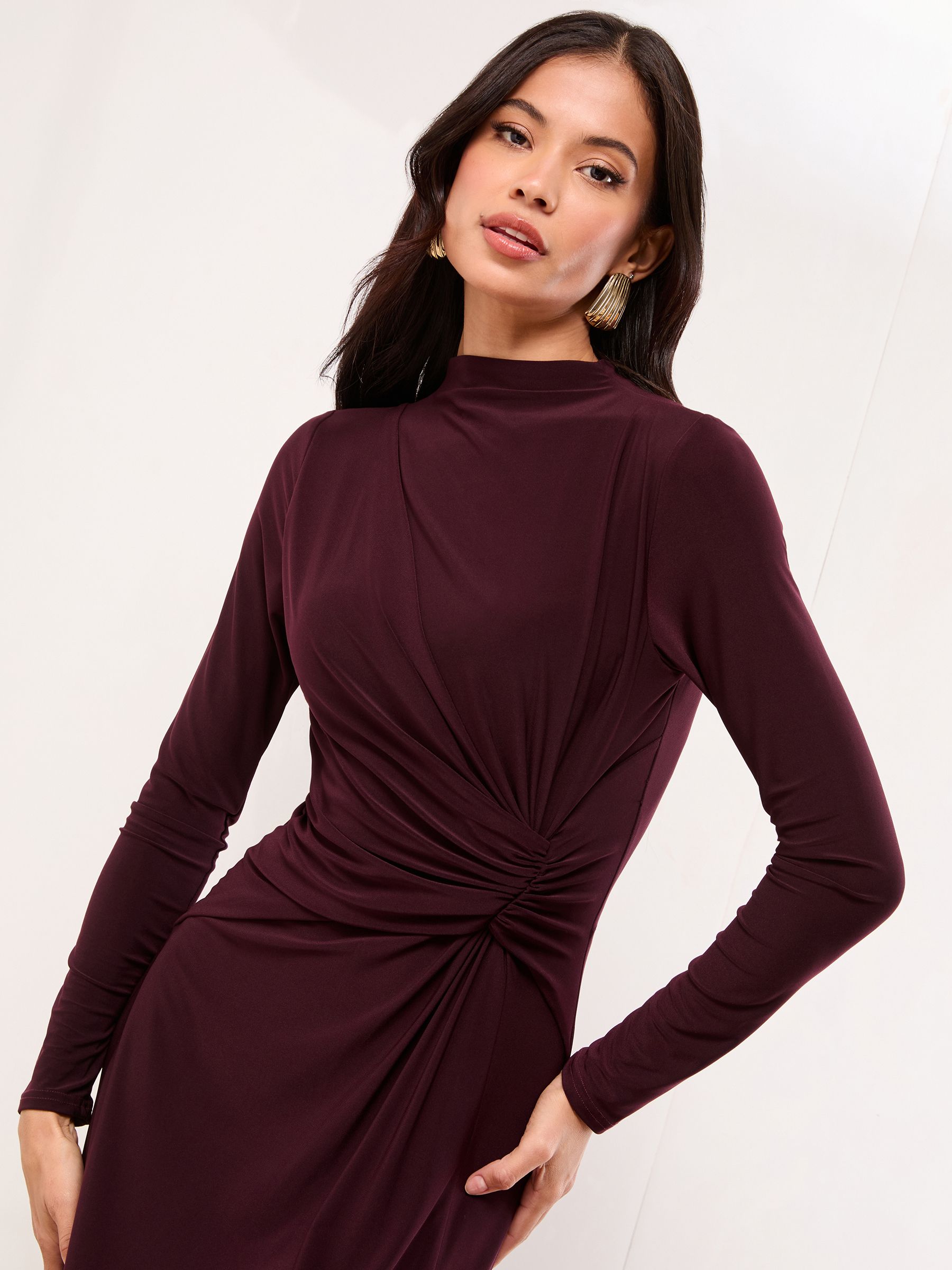 Buy Lipsy Burgundy Red Jersey Bodycon Knot Side Midi Dress from Next ...