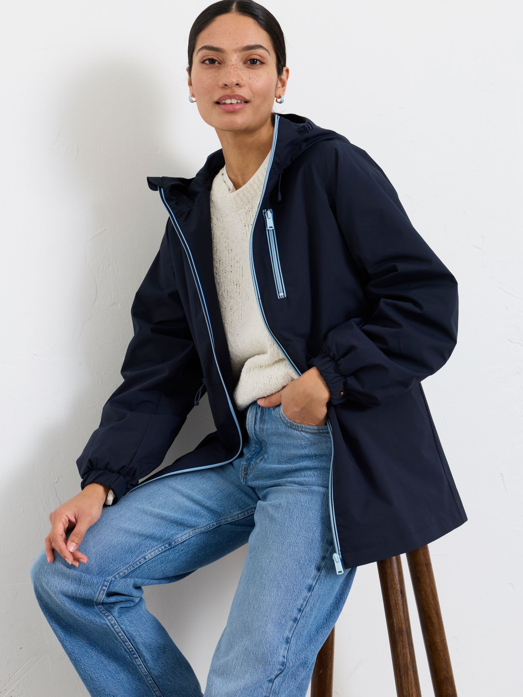 Buy FatFace Eden Navy Shower Resistant Raincoat from Next Spain