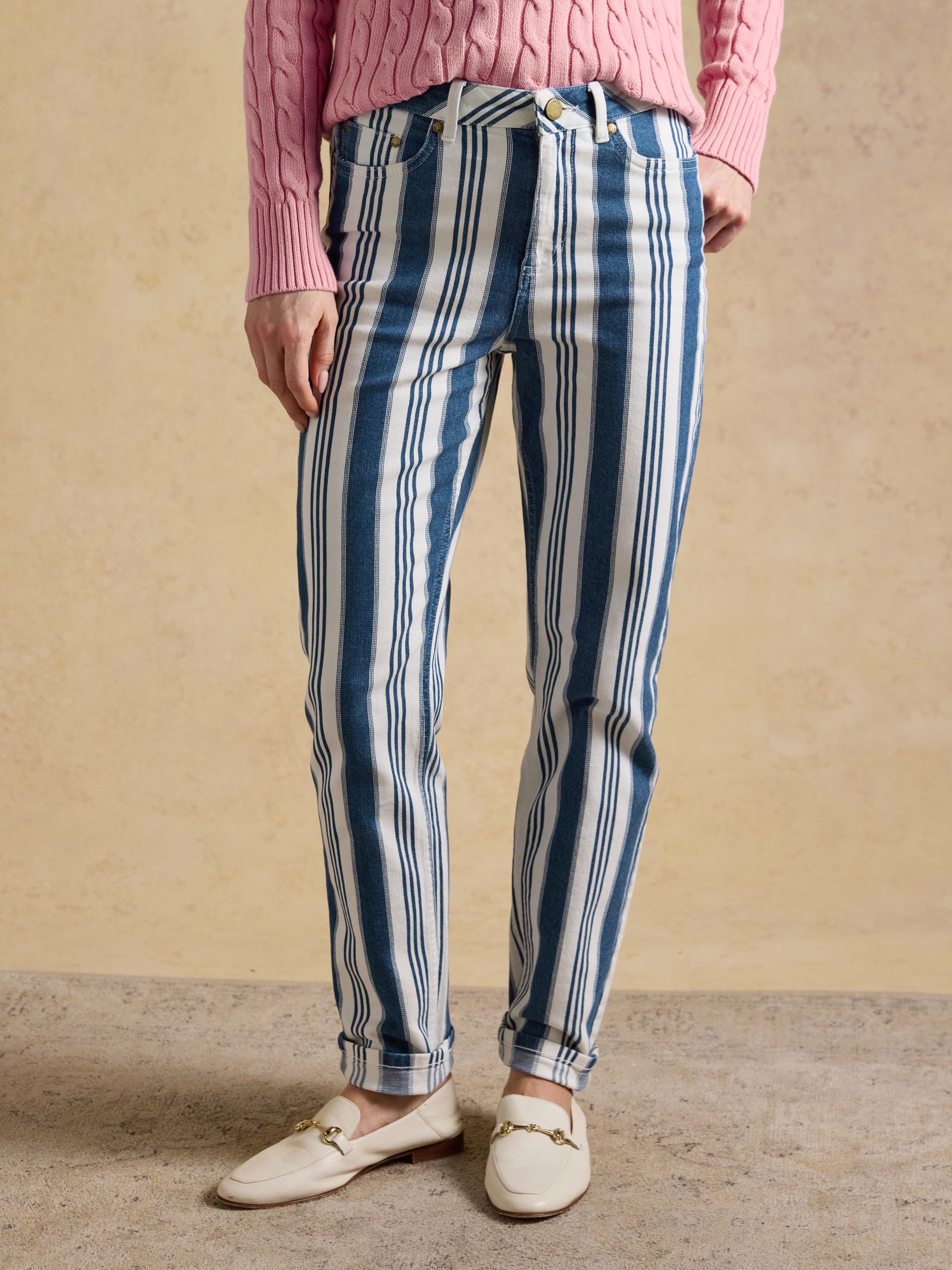 Buy Joules Blue Varigated Stripe Straight Fit Mid Rise Jeans from Next USA