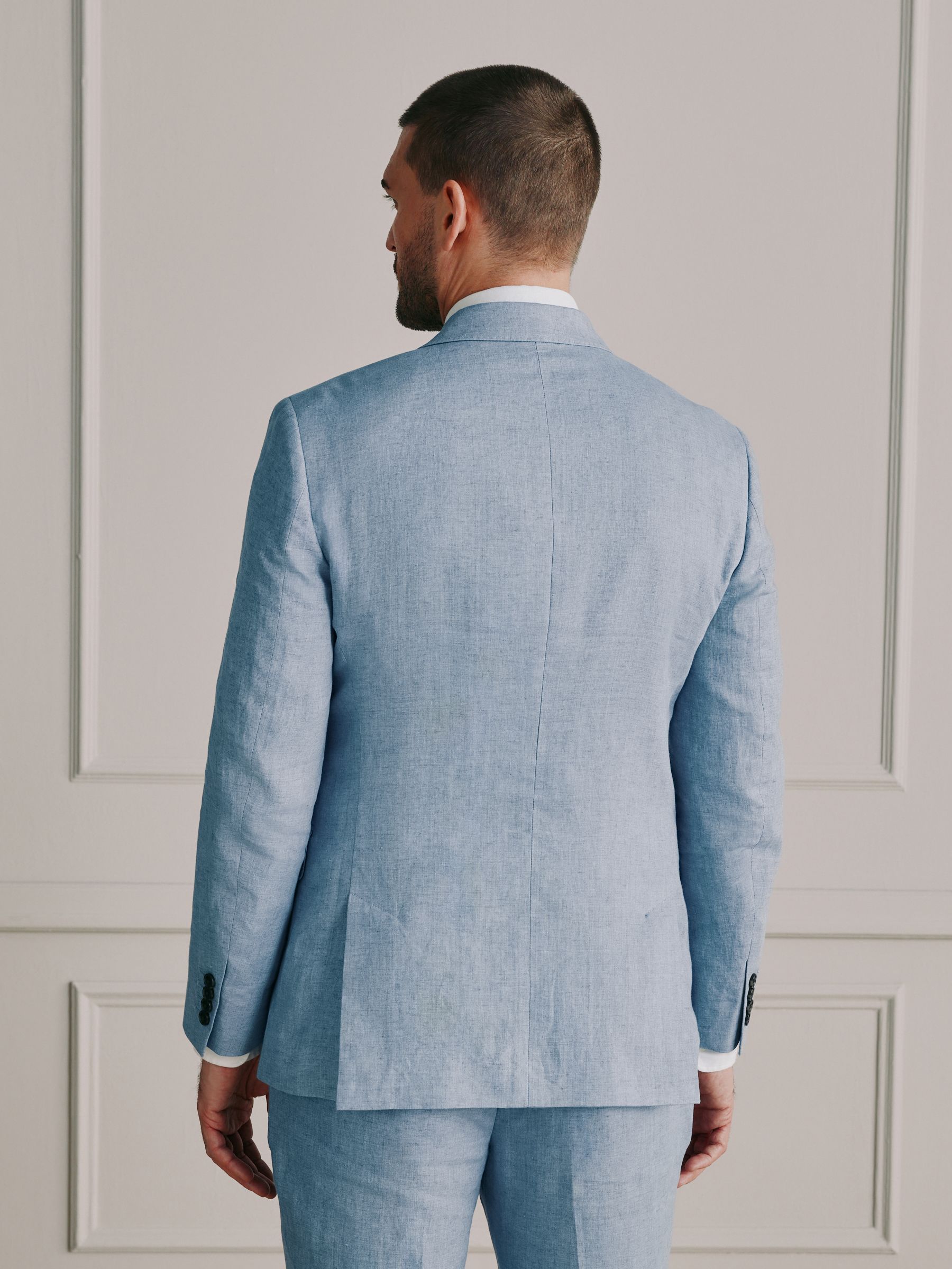 Buy Blue Slim Fit Signature Italian Linen Suit Jacket from Next Italy