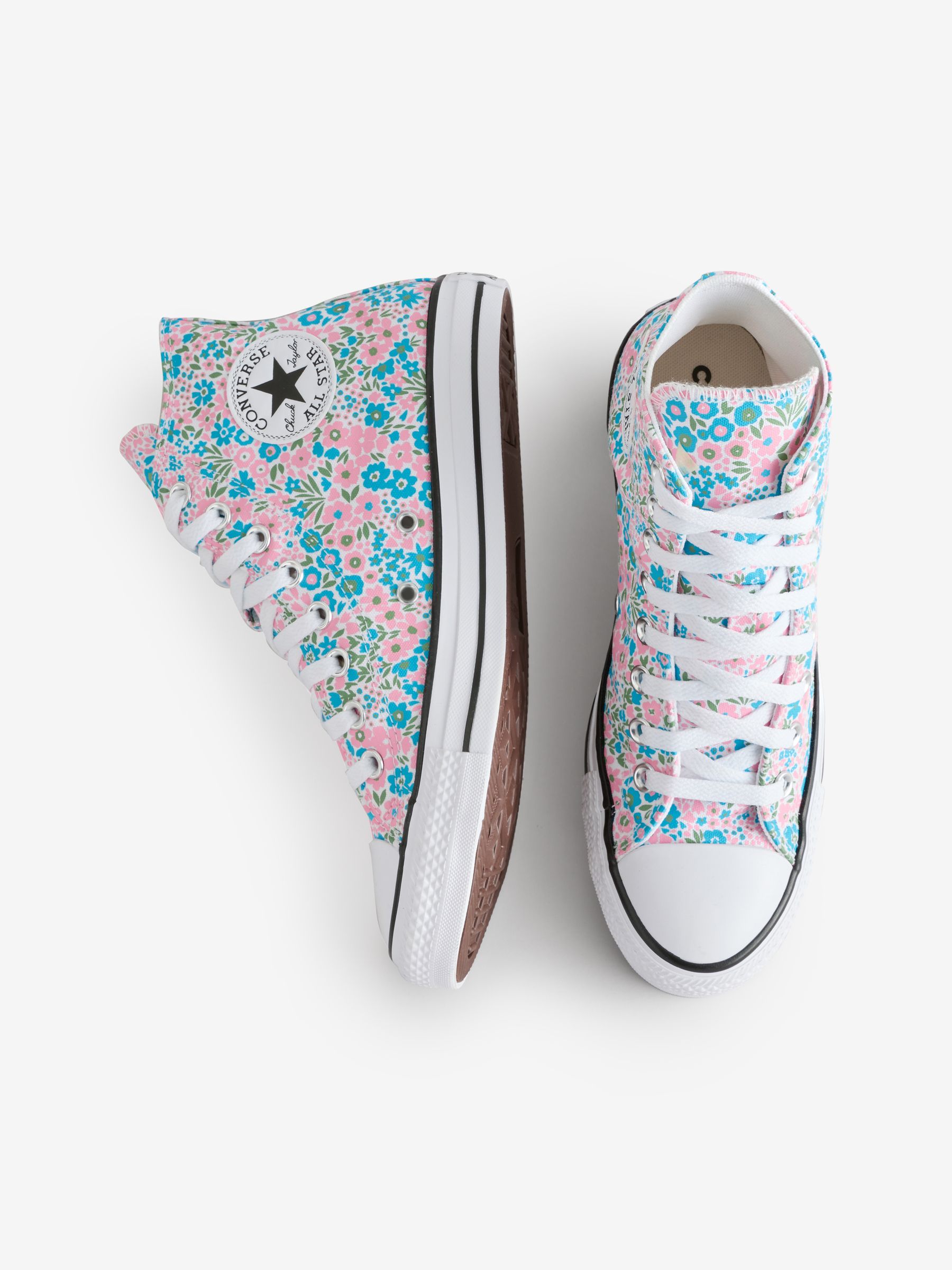 Buy Converse Pink/Blue Chuck Taylor High All Over Mini Flowers Trainers ...