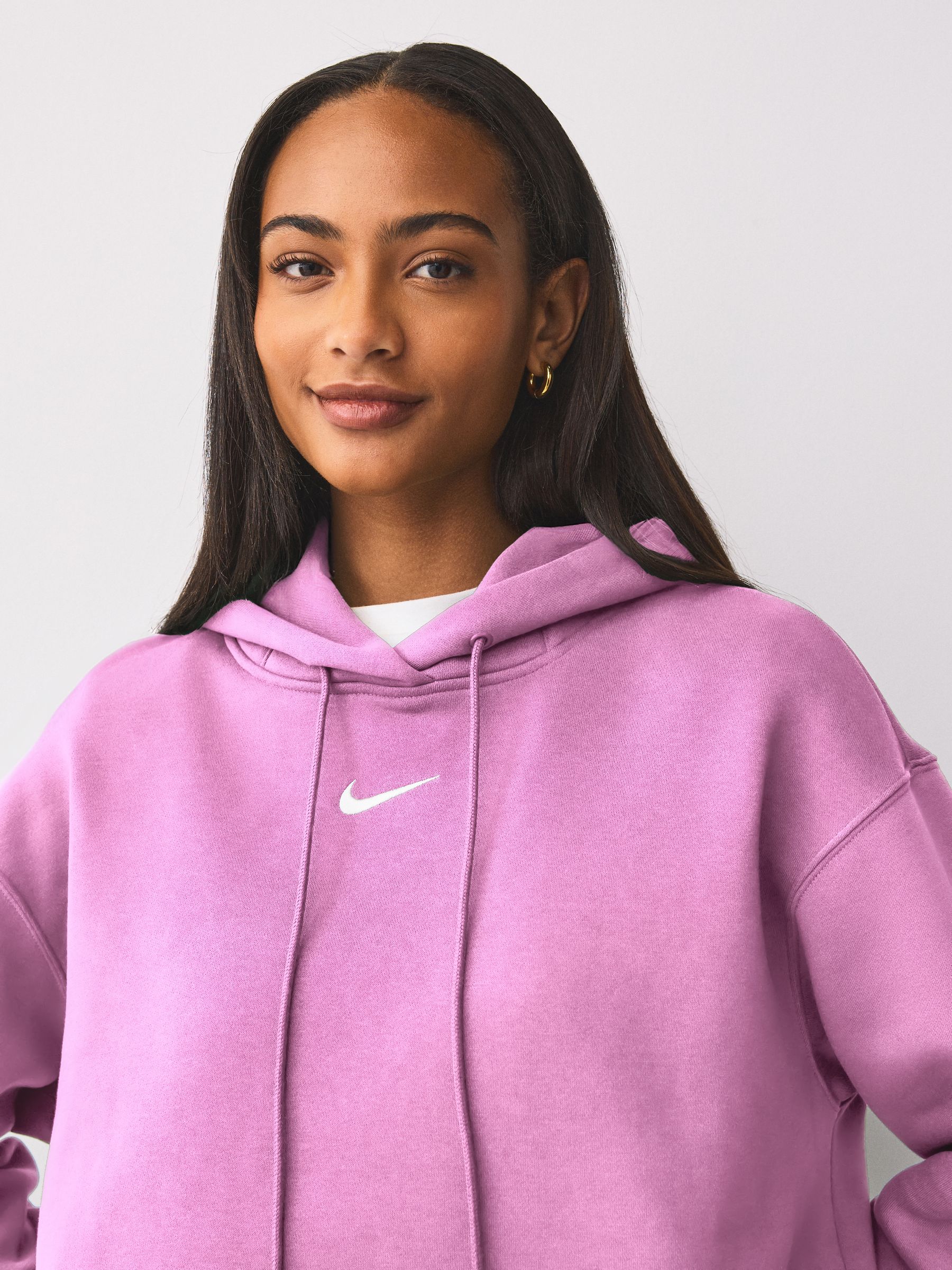 Buy Nike Magenta Pink Overhead Phoenix Oversized Fleece Hoodie from the ...