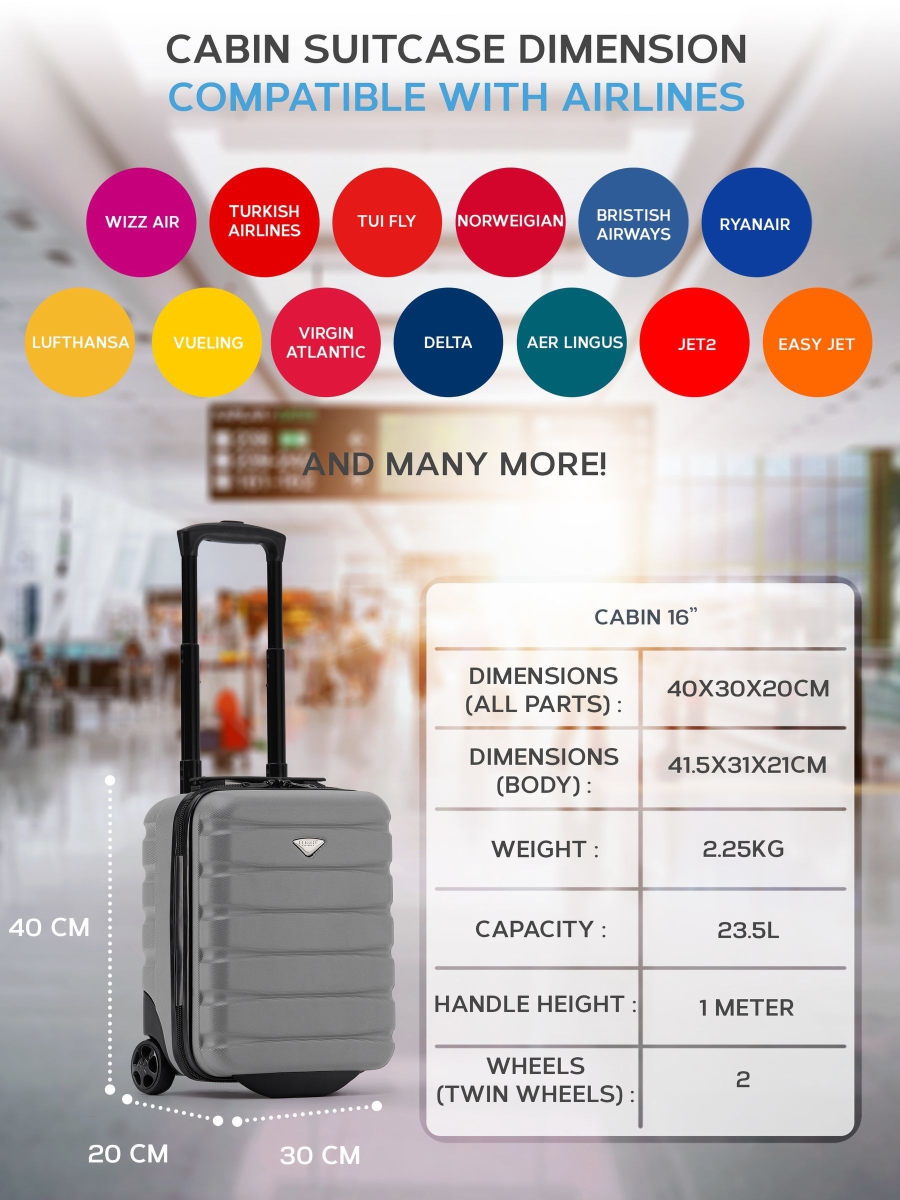 Buy Flight Knight Grey Wizz Air Underseat 2 Wheel ABS Hard Case Cabin ...
