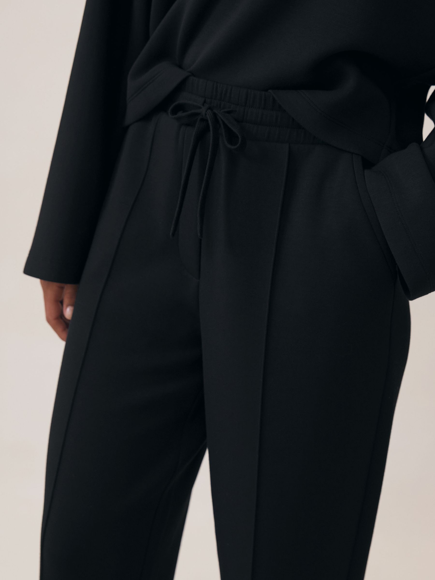 Buy Reiss Black Janie Premium Interlock Tapered Joggers from the Next ...