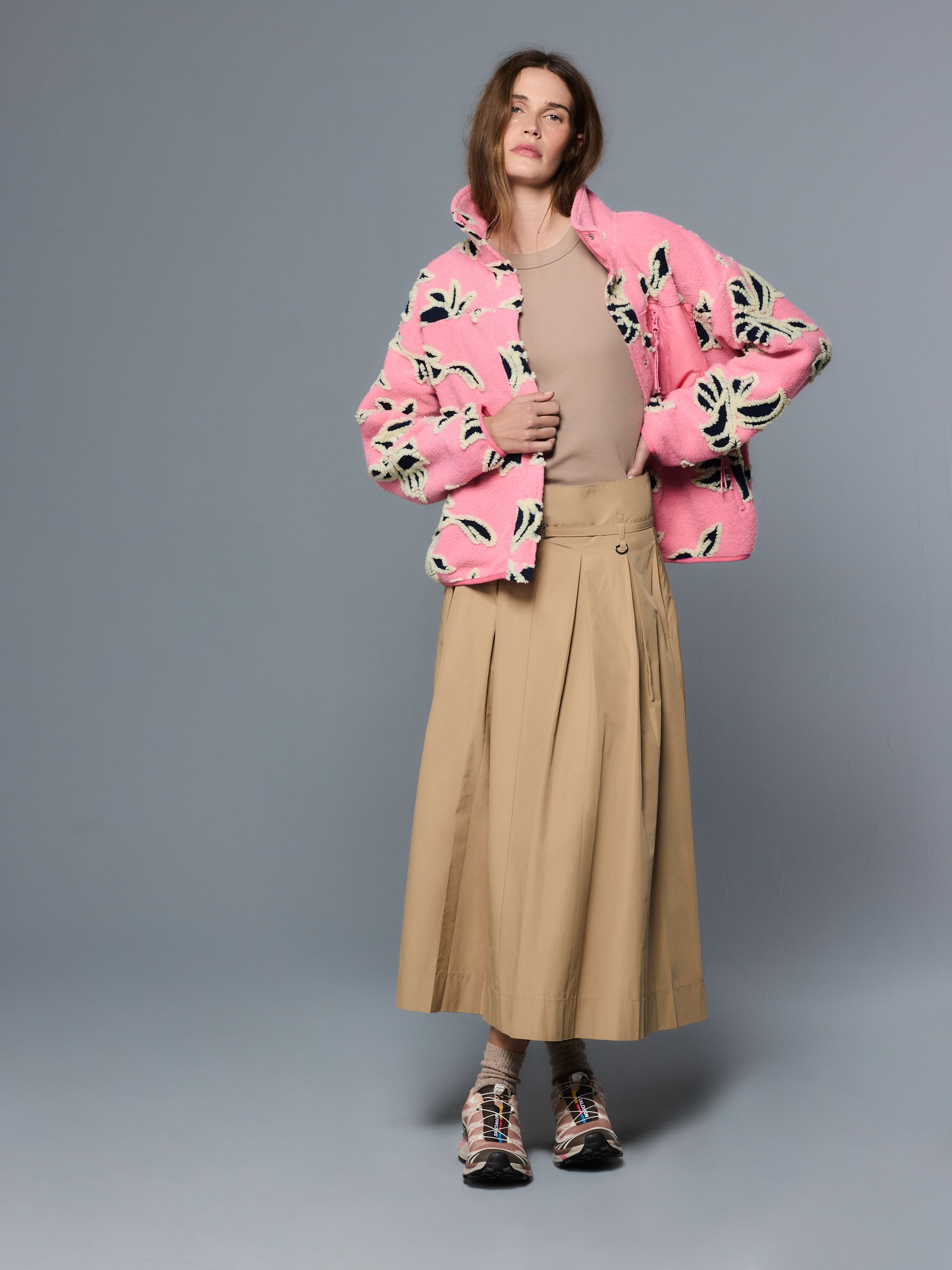 Buy Pink Floral Graphic Floral Button Through Borg Jacket from Next New ...