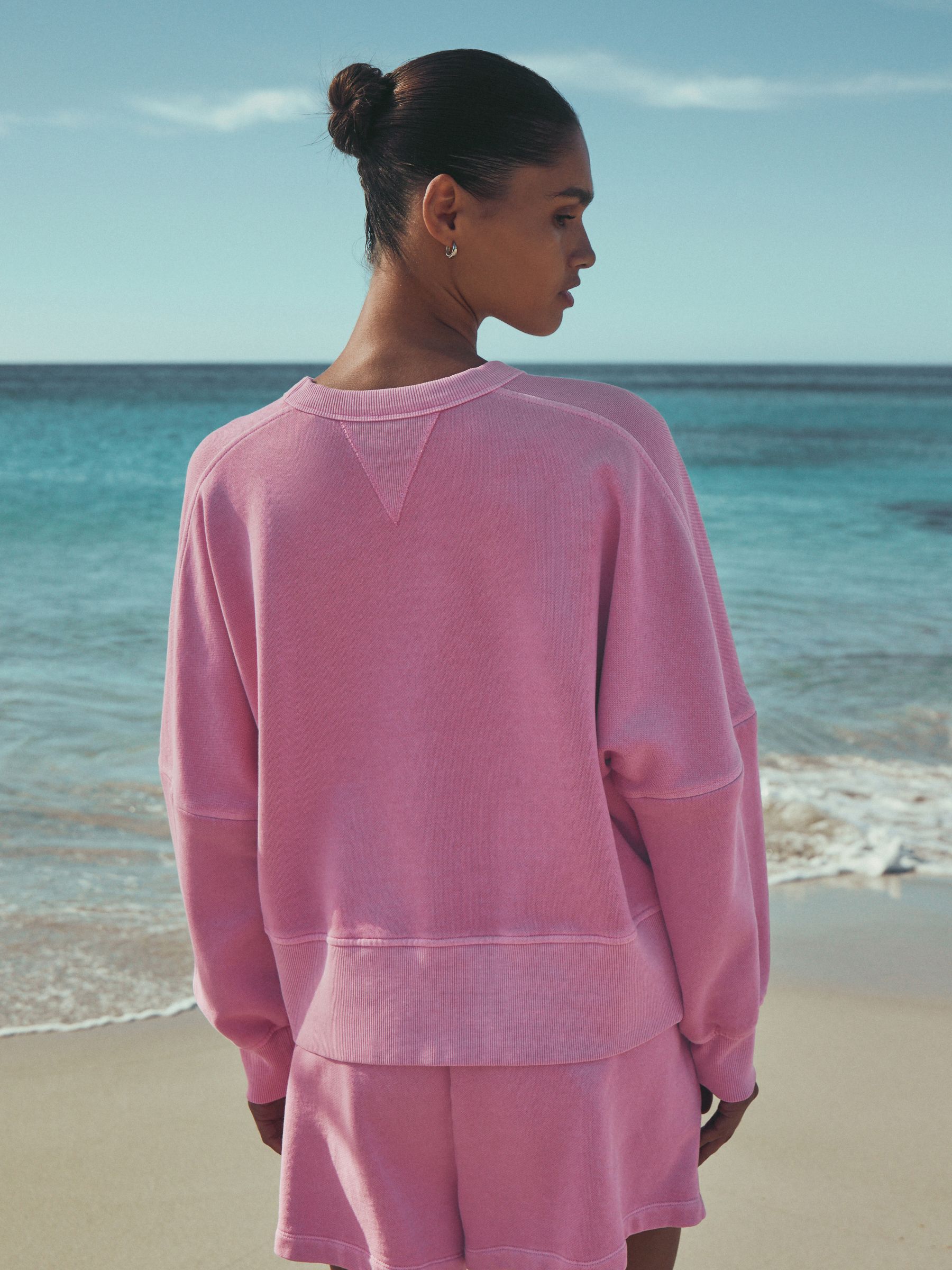 Buy Fluro Pink Crew Neck Washed Sweatshirt from Next Australia