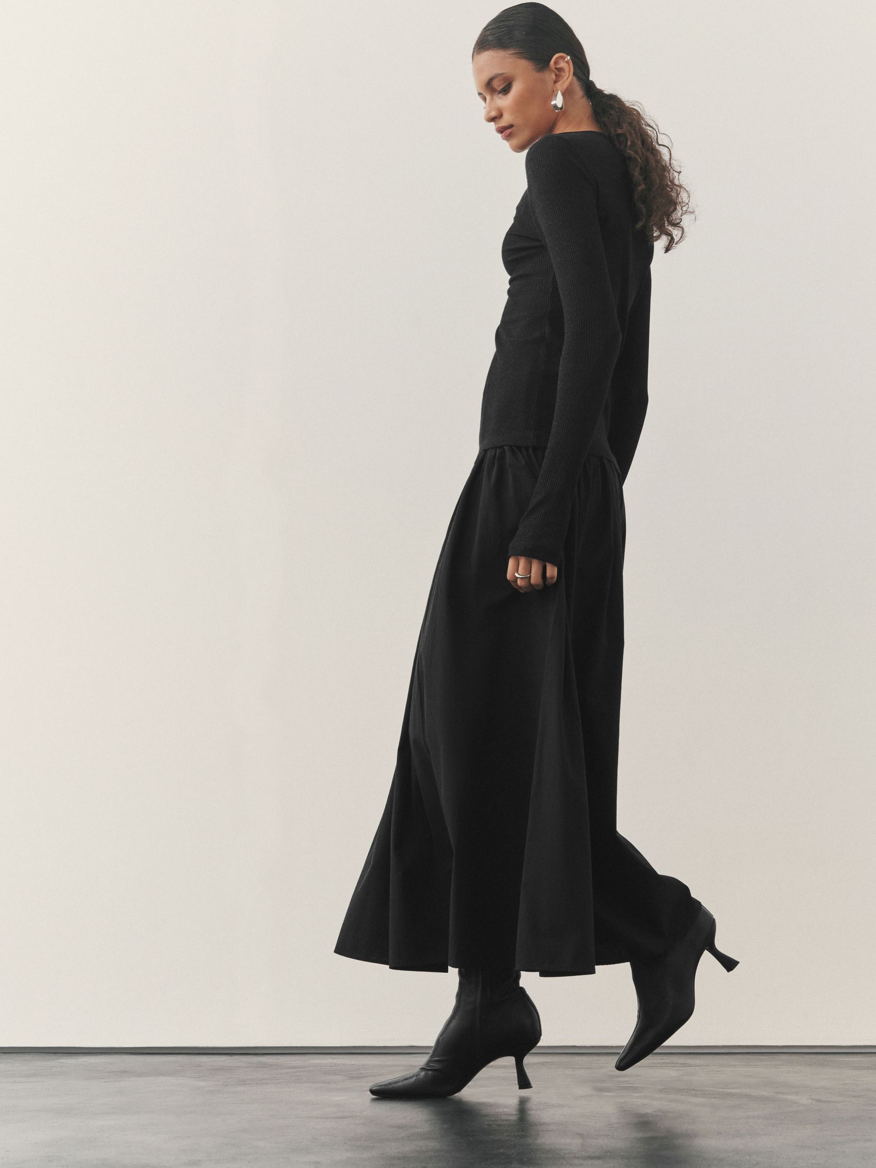 Buy Nothing Ordinary Black Sparkle Metallic Slash Neck Long Sleeve Top ...