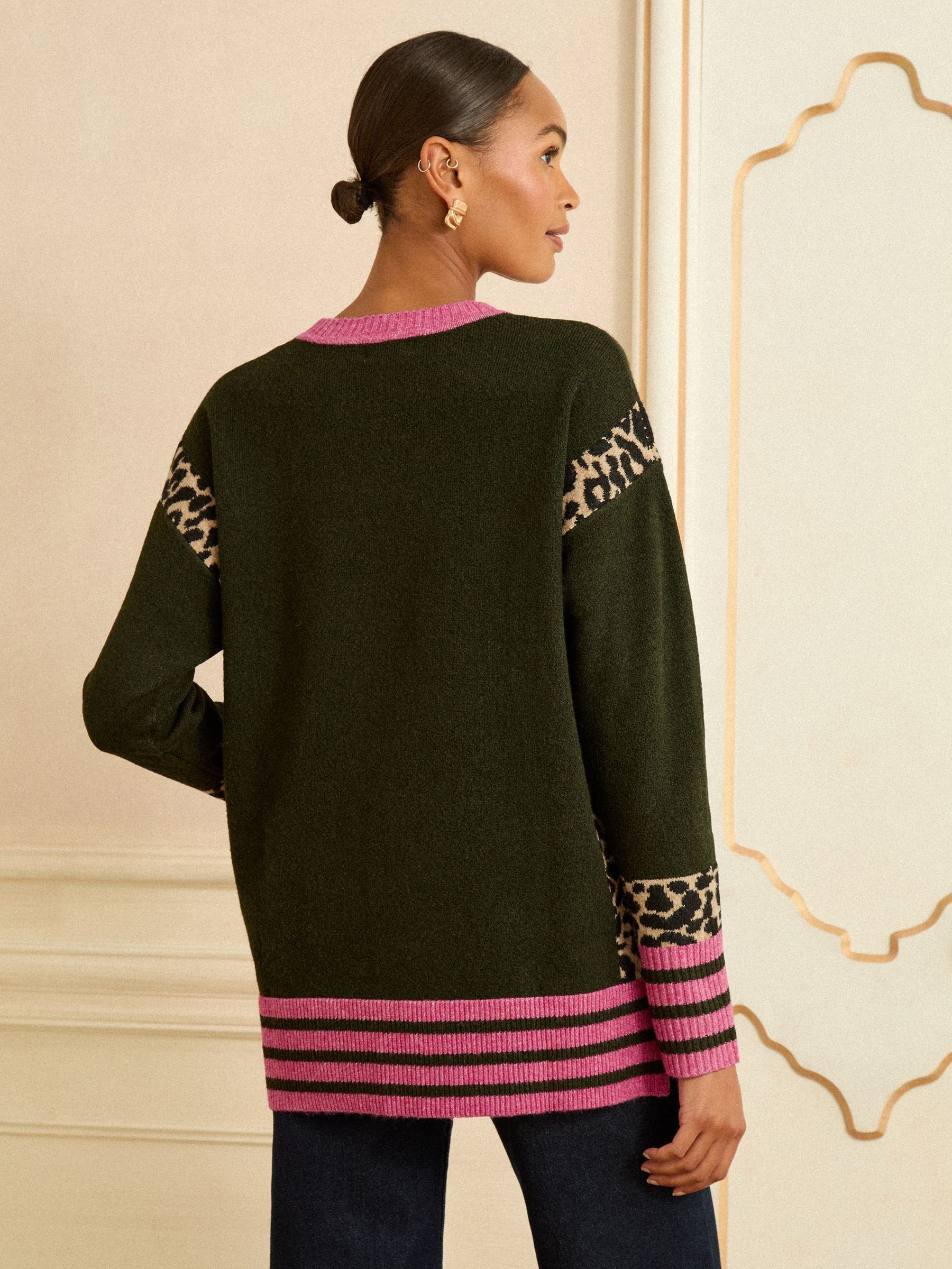 Buy Love & Roses Khaki Green Animal Side Stripe Crew Neck Cosy Jumper ...