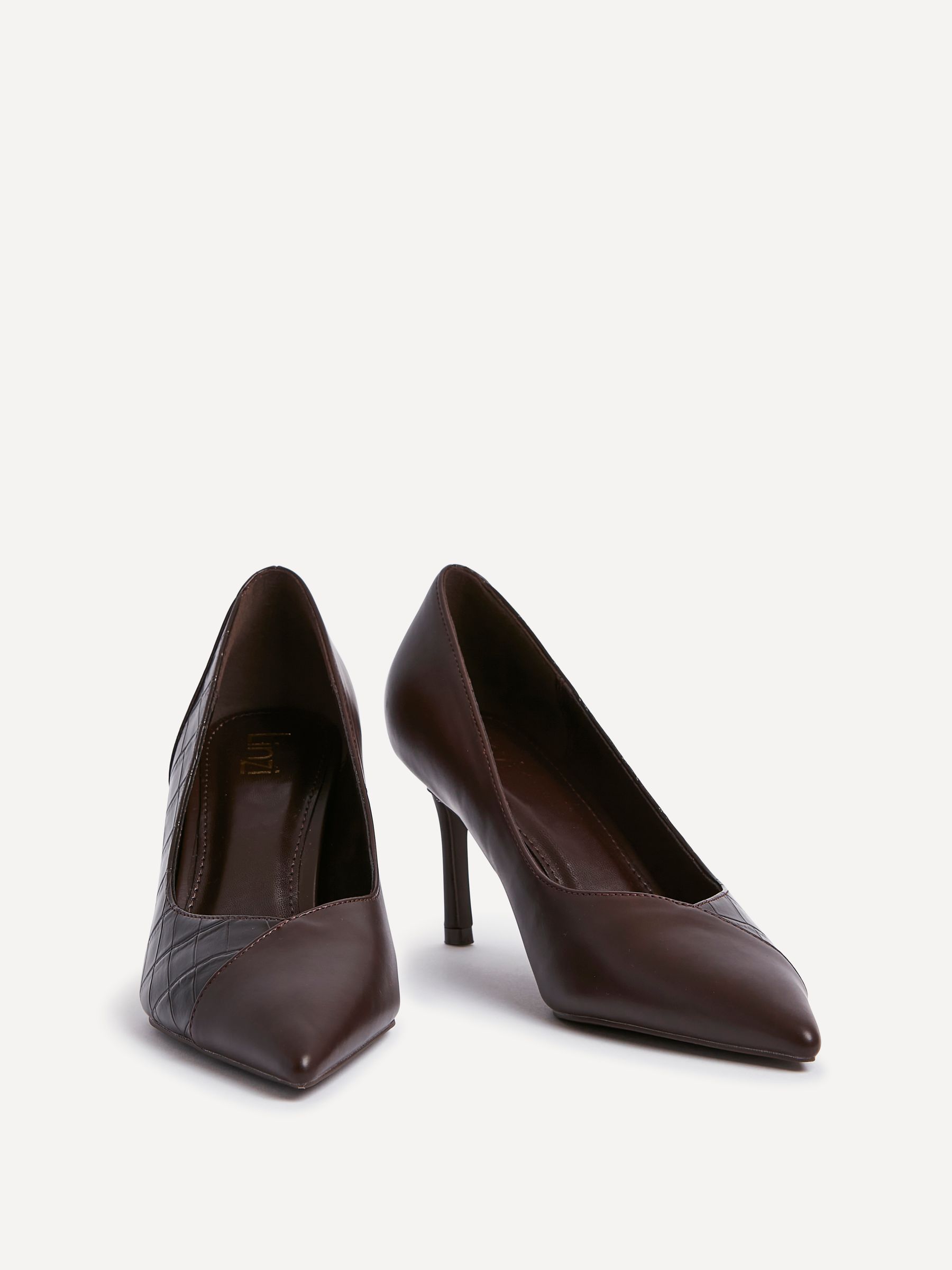 Buy Linzi Brown Gaia Mix Croc Court Heels from Next USA