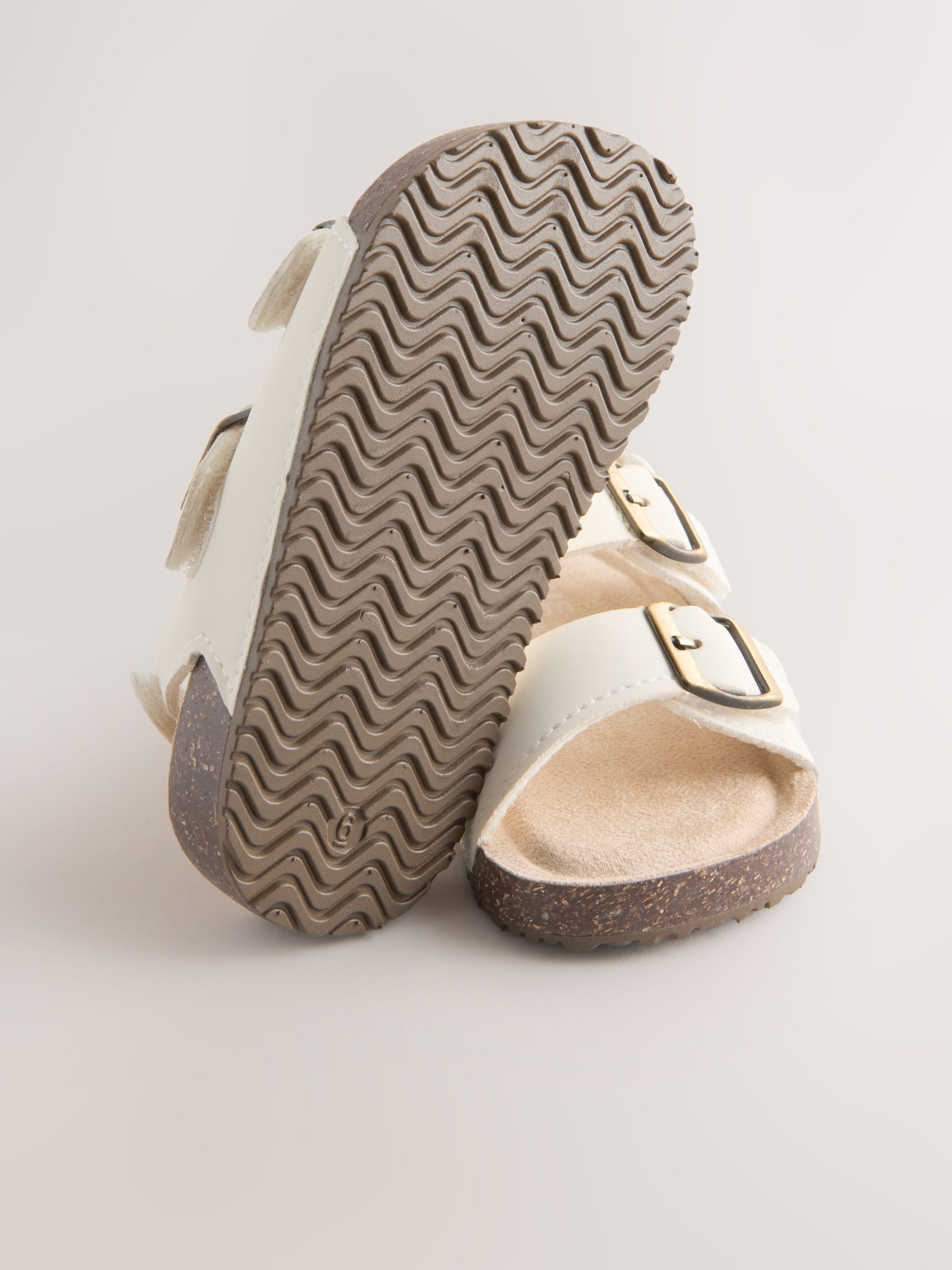 Buy White Standard Fit (F) Double Buckle Cushioned Footbed Sandals from ...