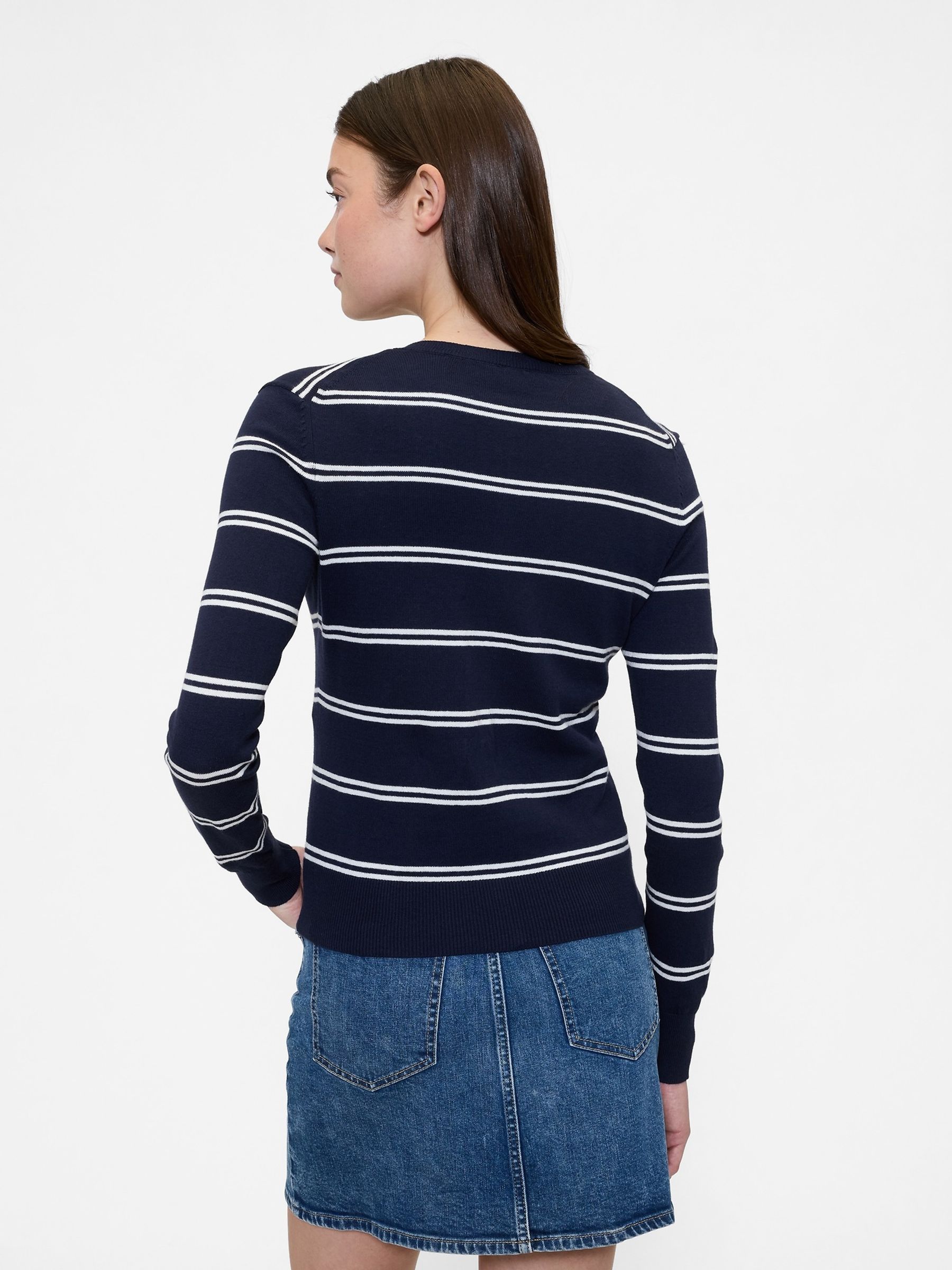 Buy Gap Navy/White Stripe 100% Cotton Crew Neck Cardigan from the Next ...