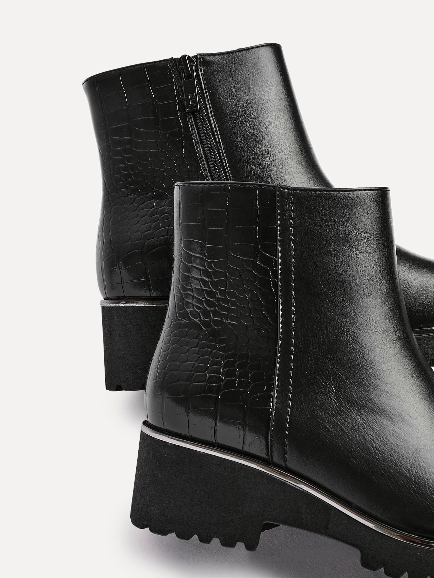 Buy Linzi Black Navigate Croc Mix Wedge Ankle Boots from the Next UK ...