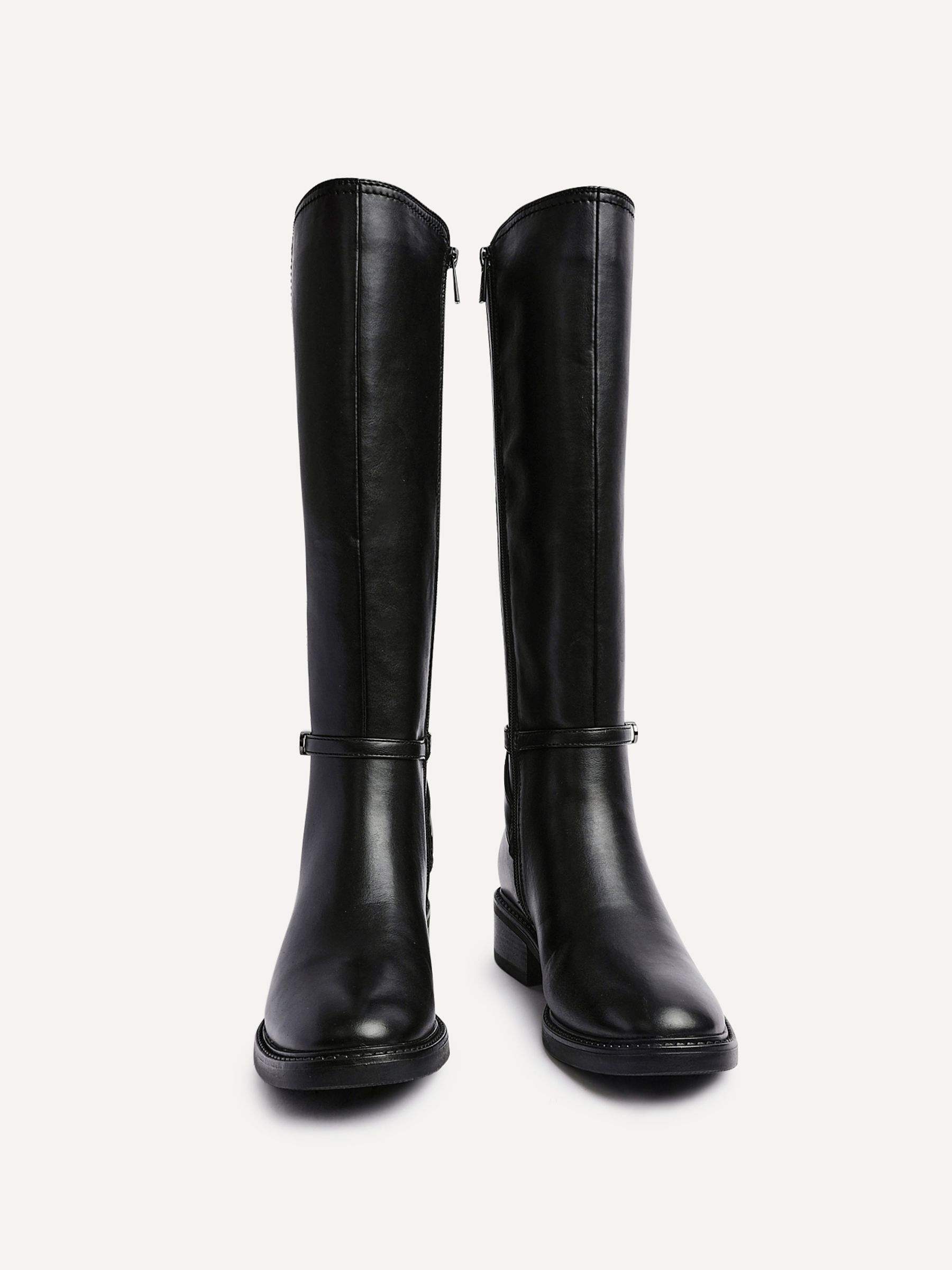 Buy Linzi Black Power High Leg Boots With Stretch Side Panel and Buckle ...