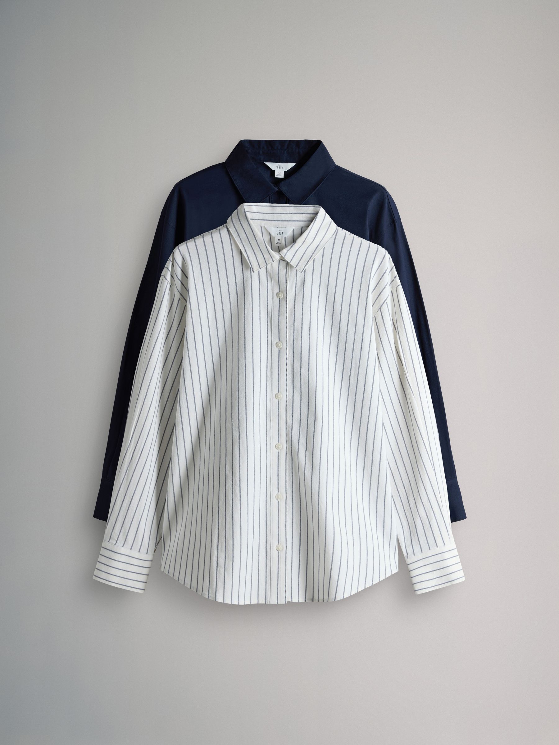 Buy The Set 2 Pack Cotton Oxford Shirts Navy Blue/White Stripe from the ...