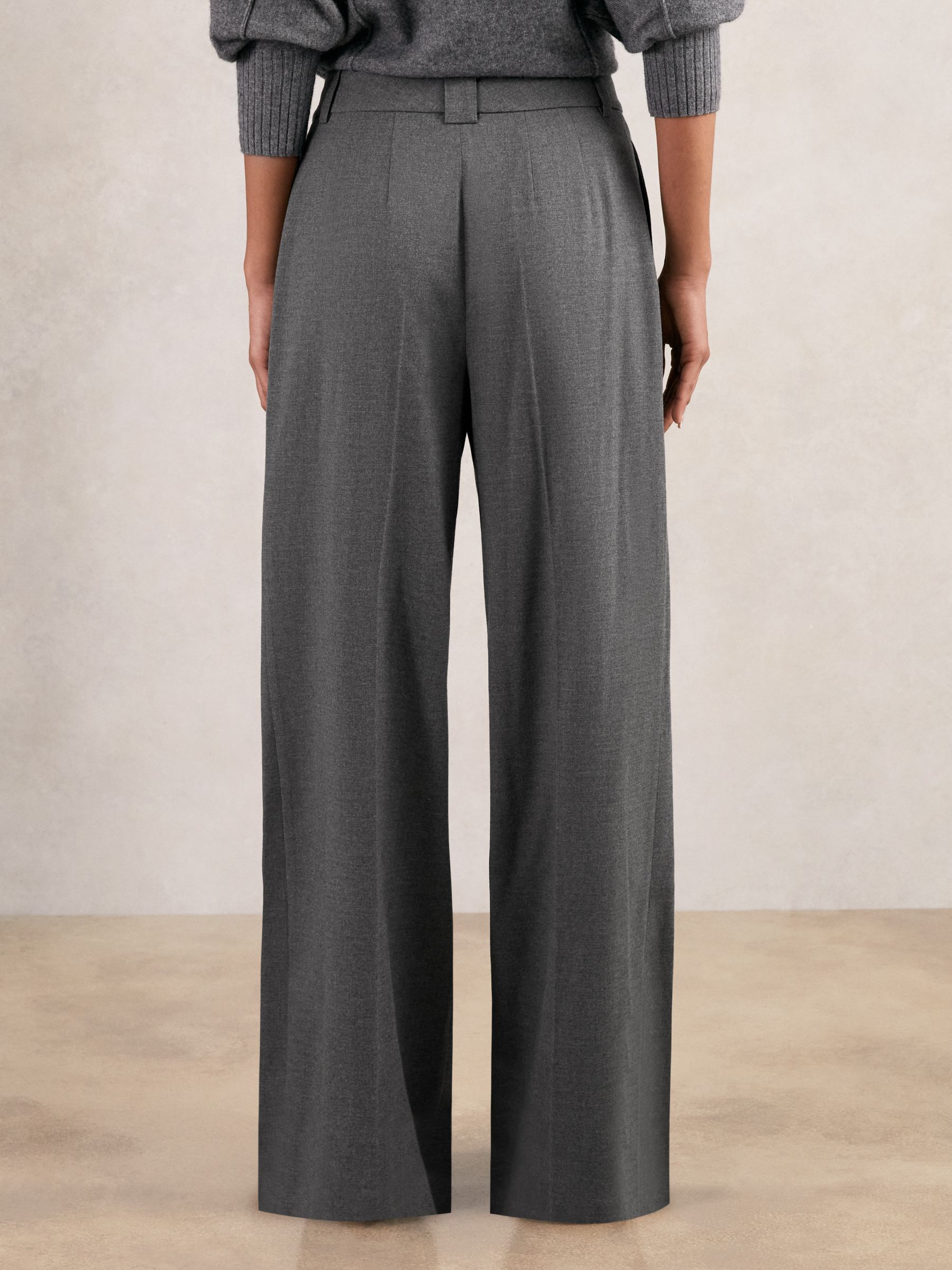 Buy Reiss Grey Poppie Wide-Leg Pleated Trousers from the Next UK online ...
