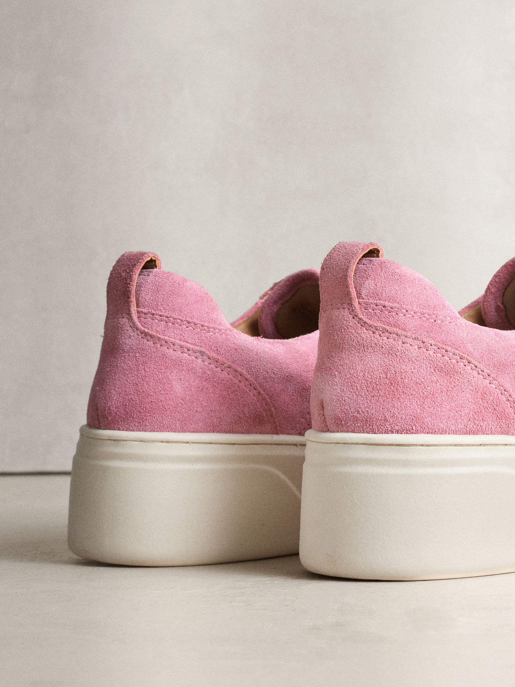 Buy Pink Suede Signature Leather Chunky Wedge Platform Trainers from ...