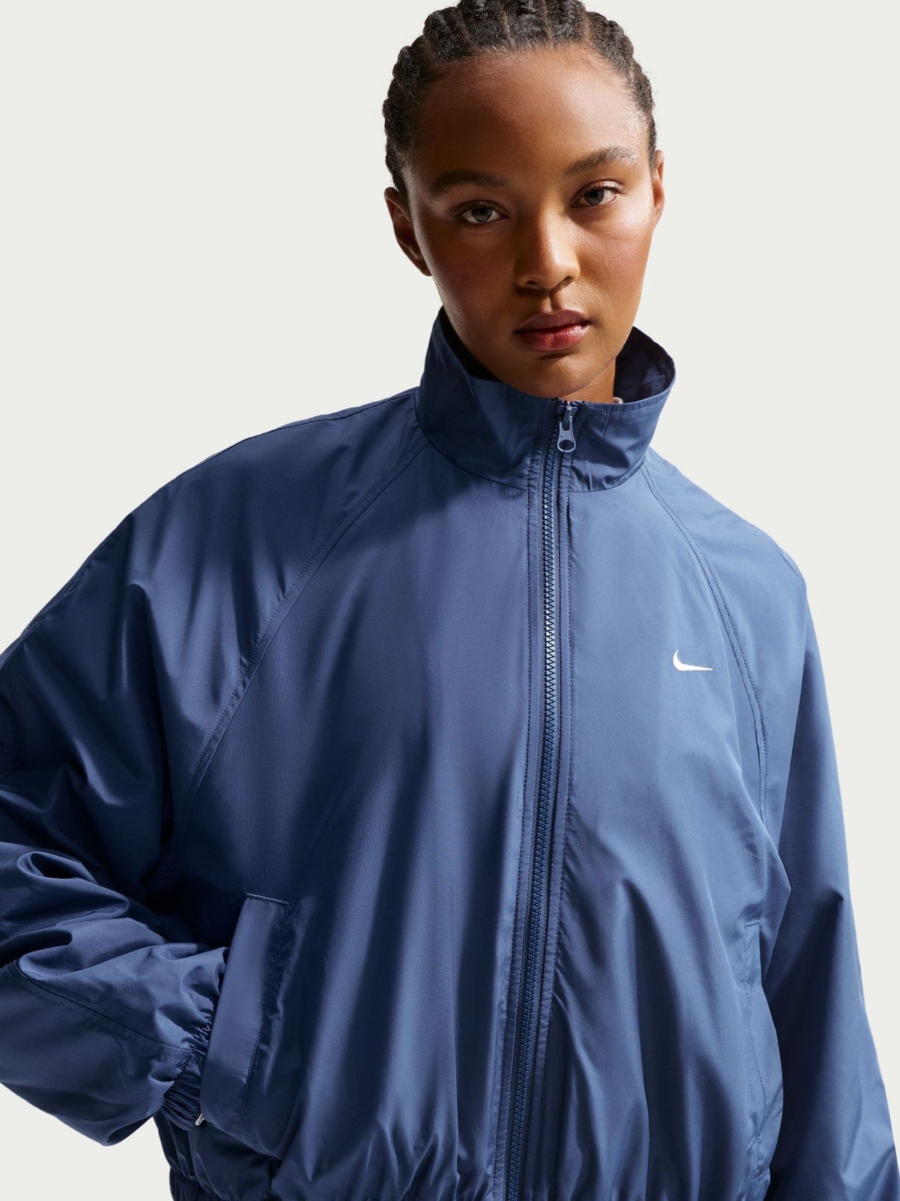 Buy Nike Mystic Navy Full Zip Windrunner Bubble Hem track Jacket from ...