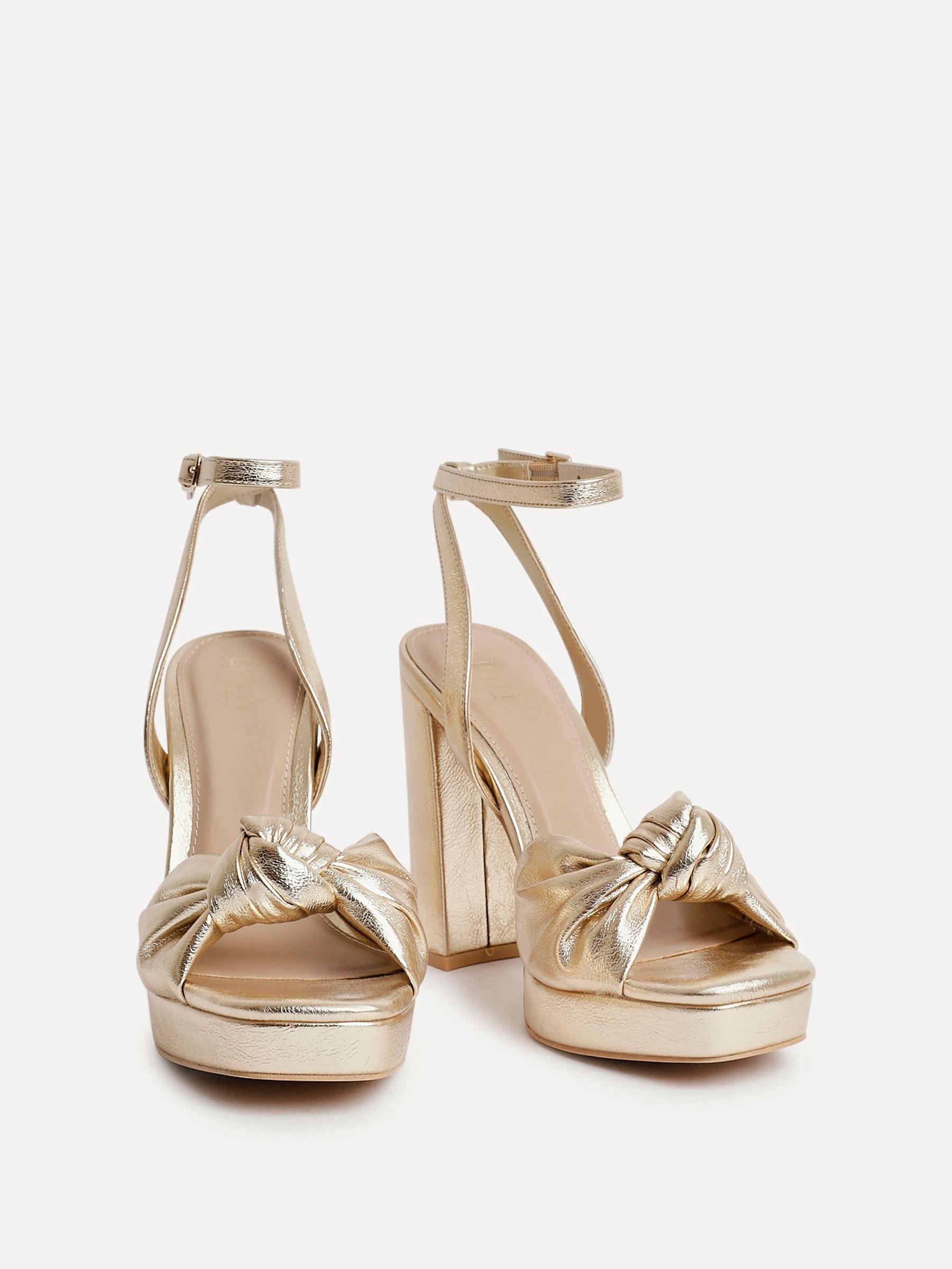 Buy Linzi Gold Ruba Platform Heels With Knotted Front Strap from the ...