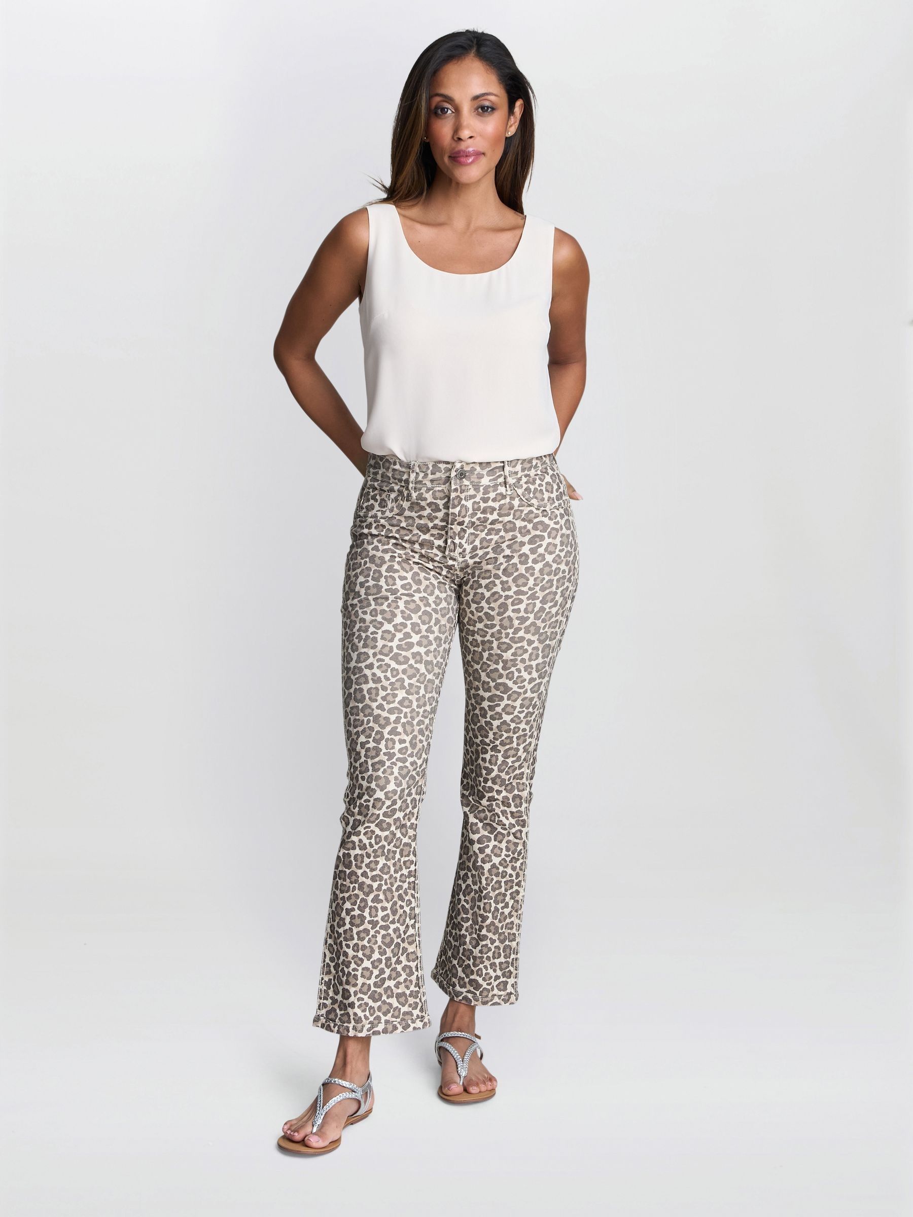 Buy Gina Bacconi Charley Reversible Stretch Leopard Print Brown Jeans ...