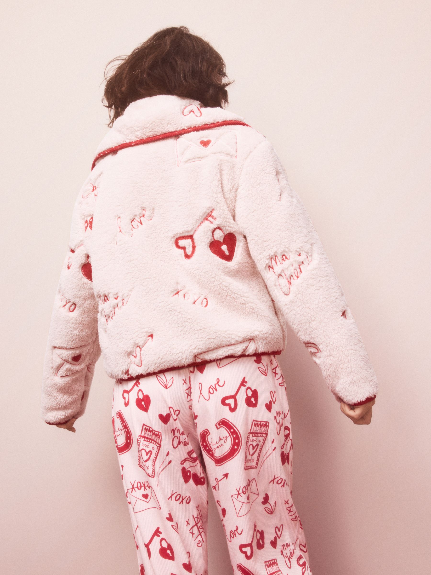 Buy Pink/Red Heart Borg Full Zip Fleece from the Next UK online shop