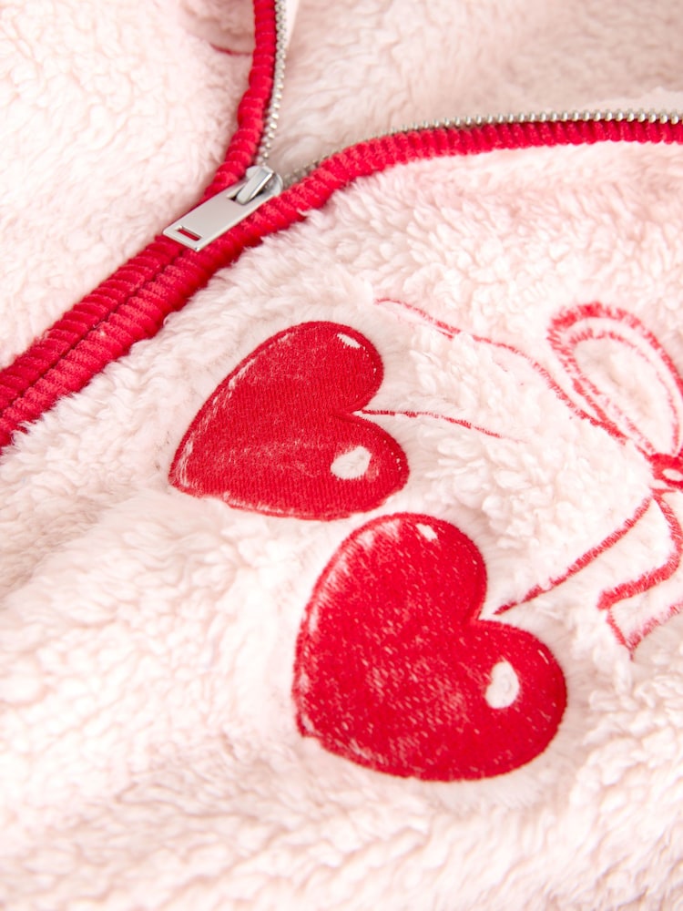 Buy Pink/Red Heart Borg Full Zip Fleece from Next Gibraltar