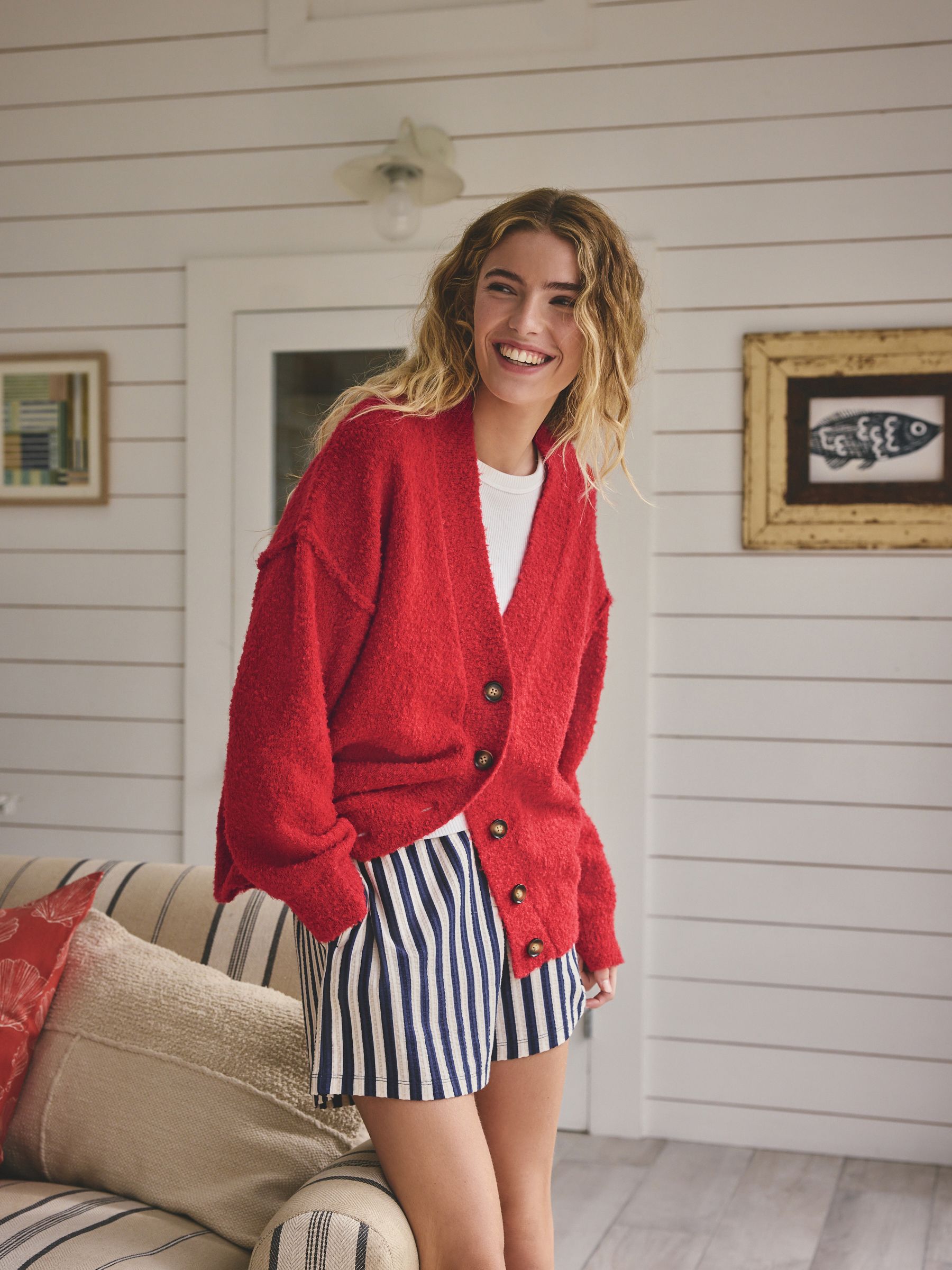 Buy Red Boucle Cardigan from Next Gibraltar