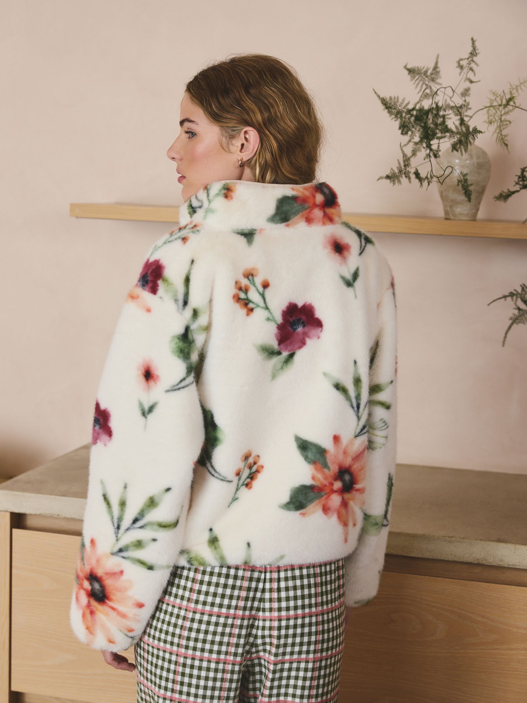 Buy Ecru Floral N.Premium Faux Fur Fleece from Next USA