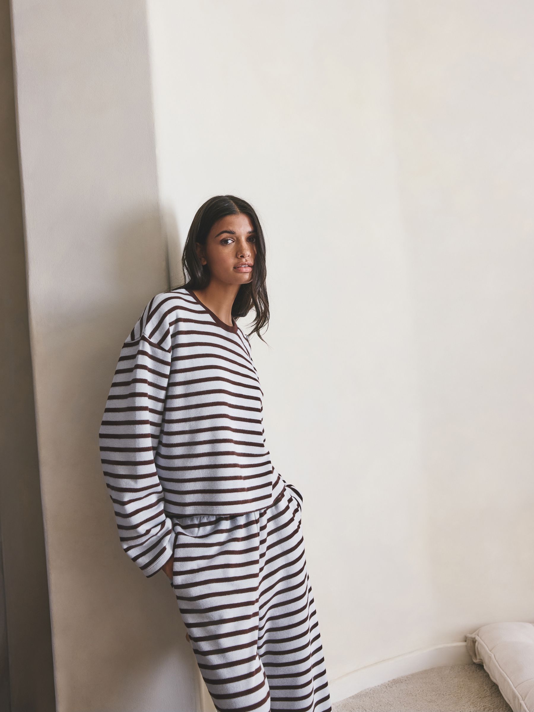 Buy Chocolate Brown Stripe Cosy Lounge Set from Next Malaysia