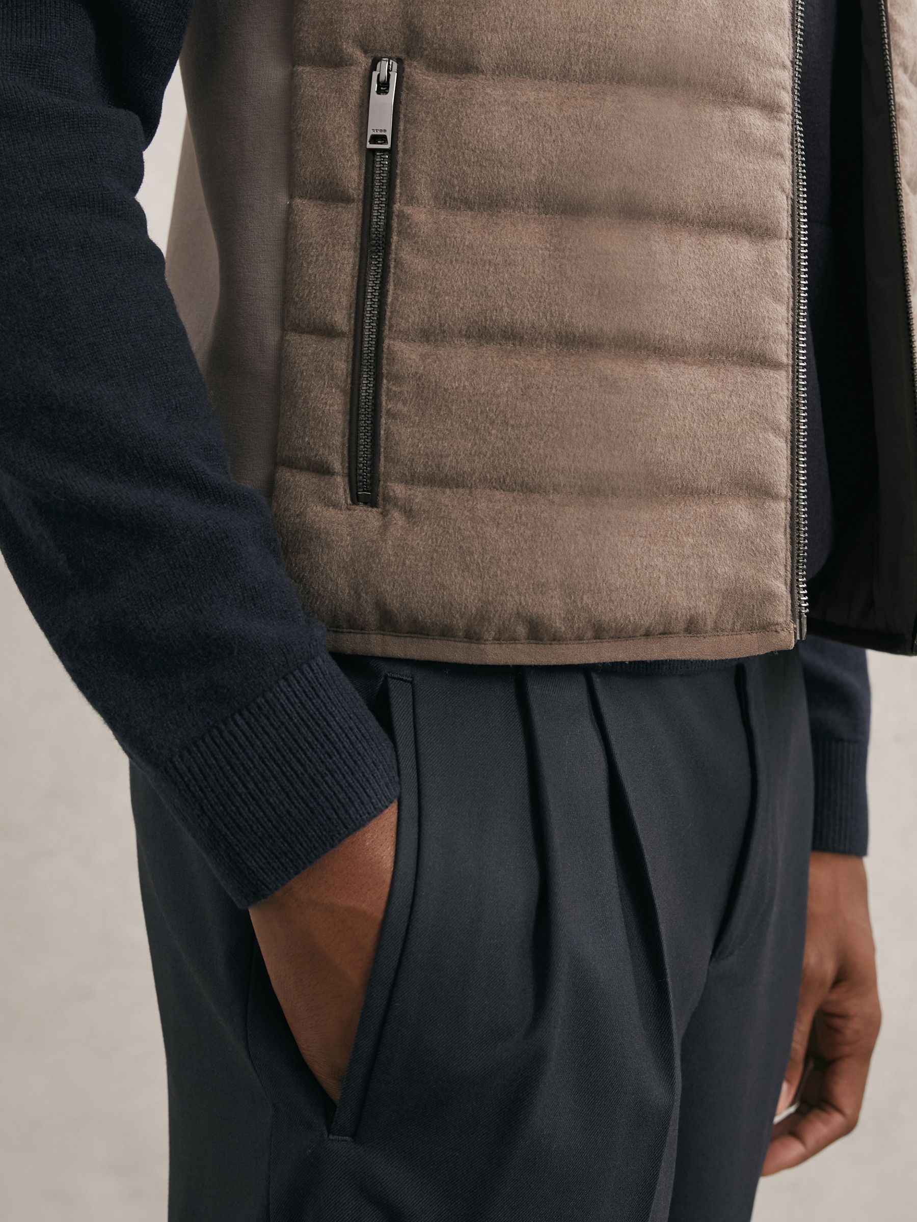 Buy Mocha Brown - Reiss Field Brushed Jersey Quilted Gilet from Next ...