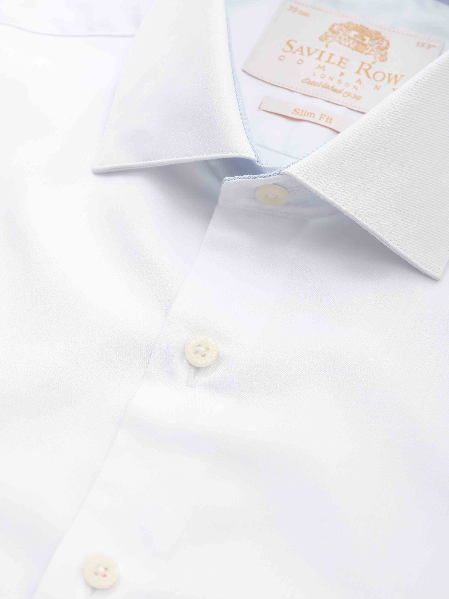 Buy Savile Row Company White Slim Fit Single Cuff Two-Ply Cotton Gold ...