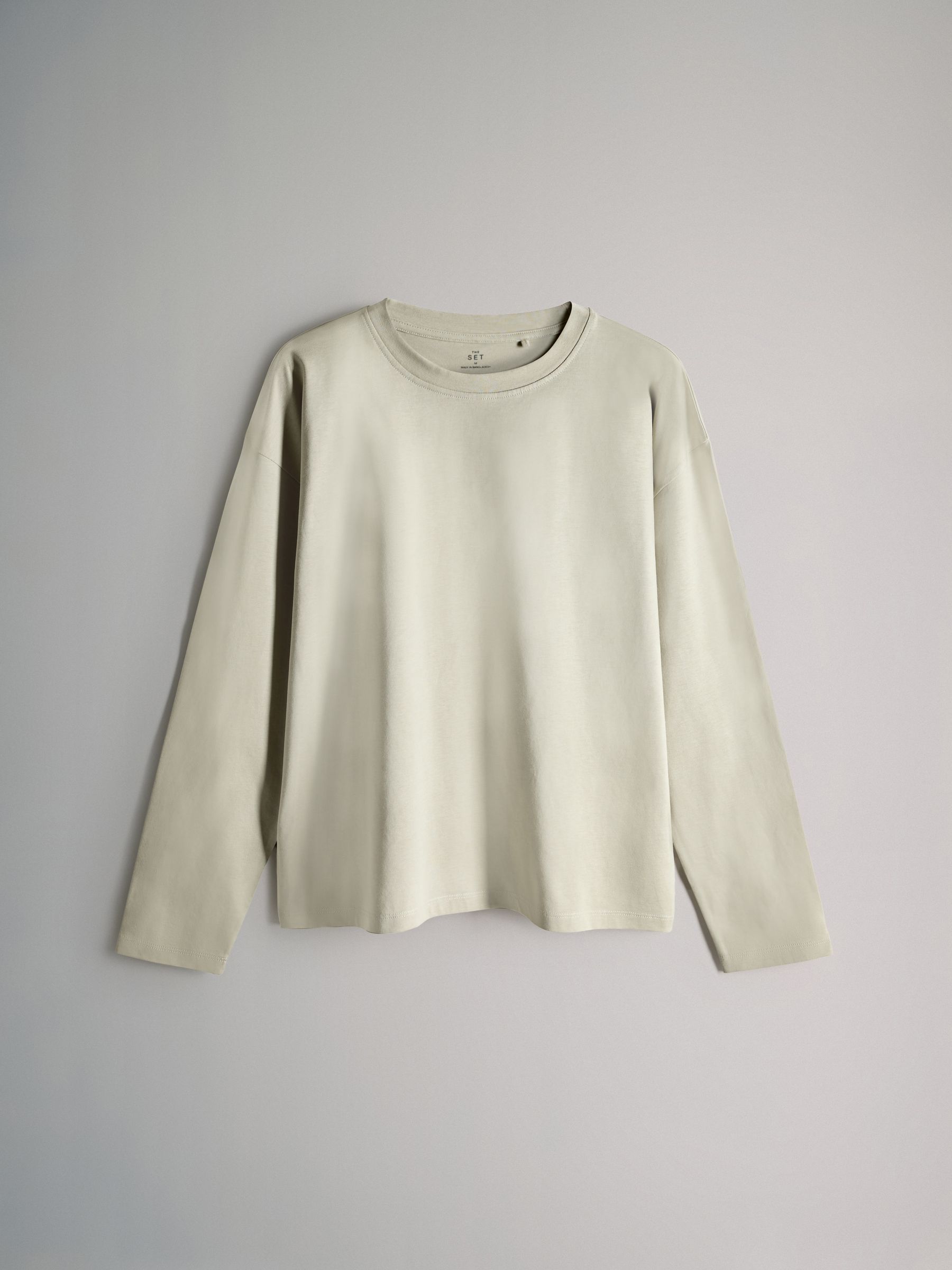 Buy The Set Relaxed Fit 4 Pack Cotton Long Sleeve T-Shirts Light Green ...