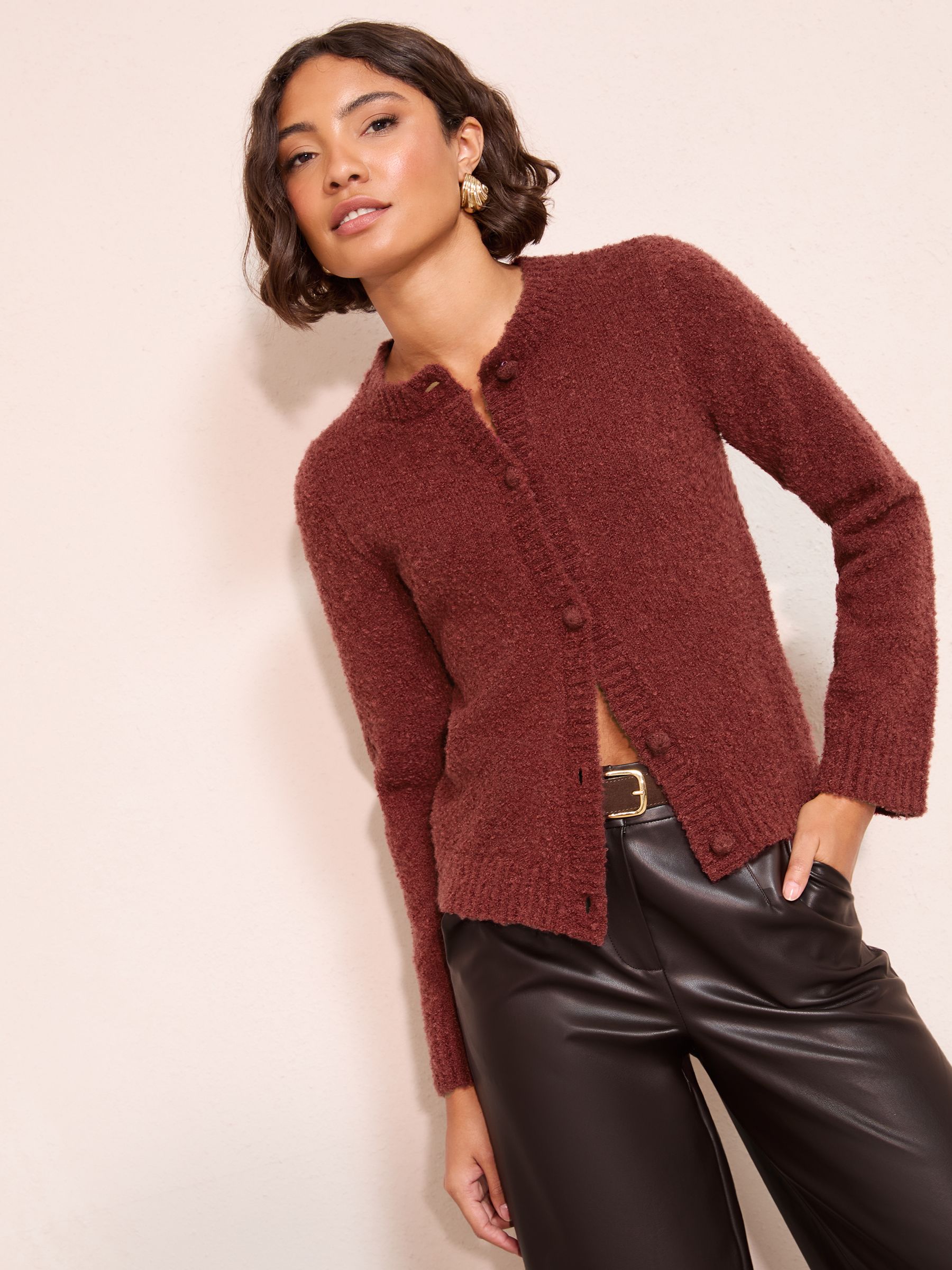 Buy Friends Like These Rust Red Boucle Textured Cardigan from Next Italy