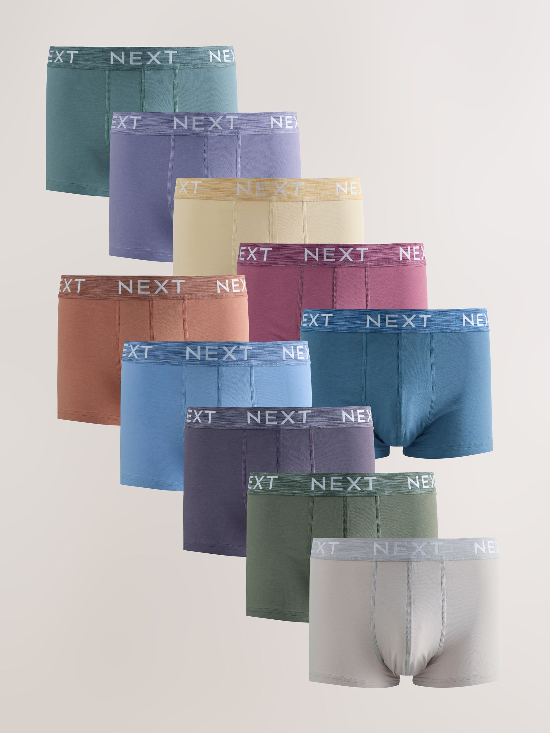 Buy Blue/Purple/Red 10 pack Cotton Rich Blend Hipster Boxers from Next ...