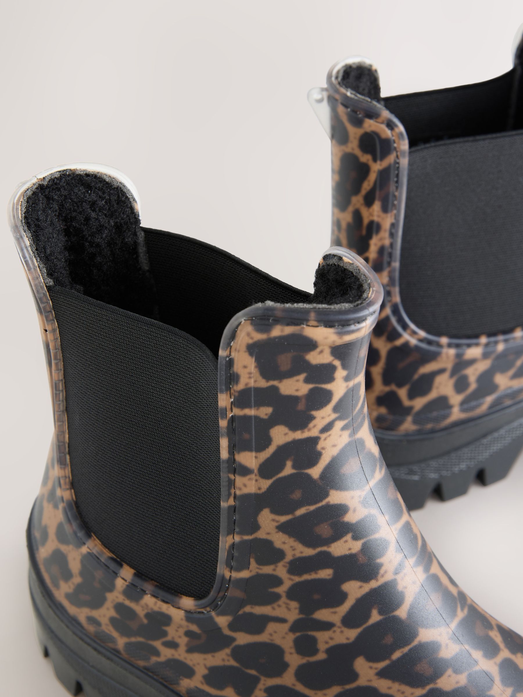Buy Leopard Print Faux Fur Lined Chelsea Ankle Wellies from the Next UK ...