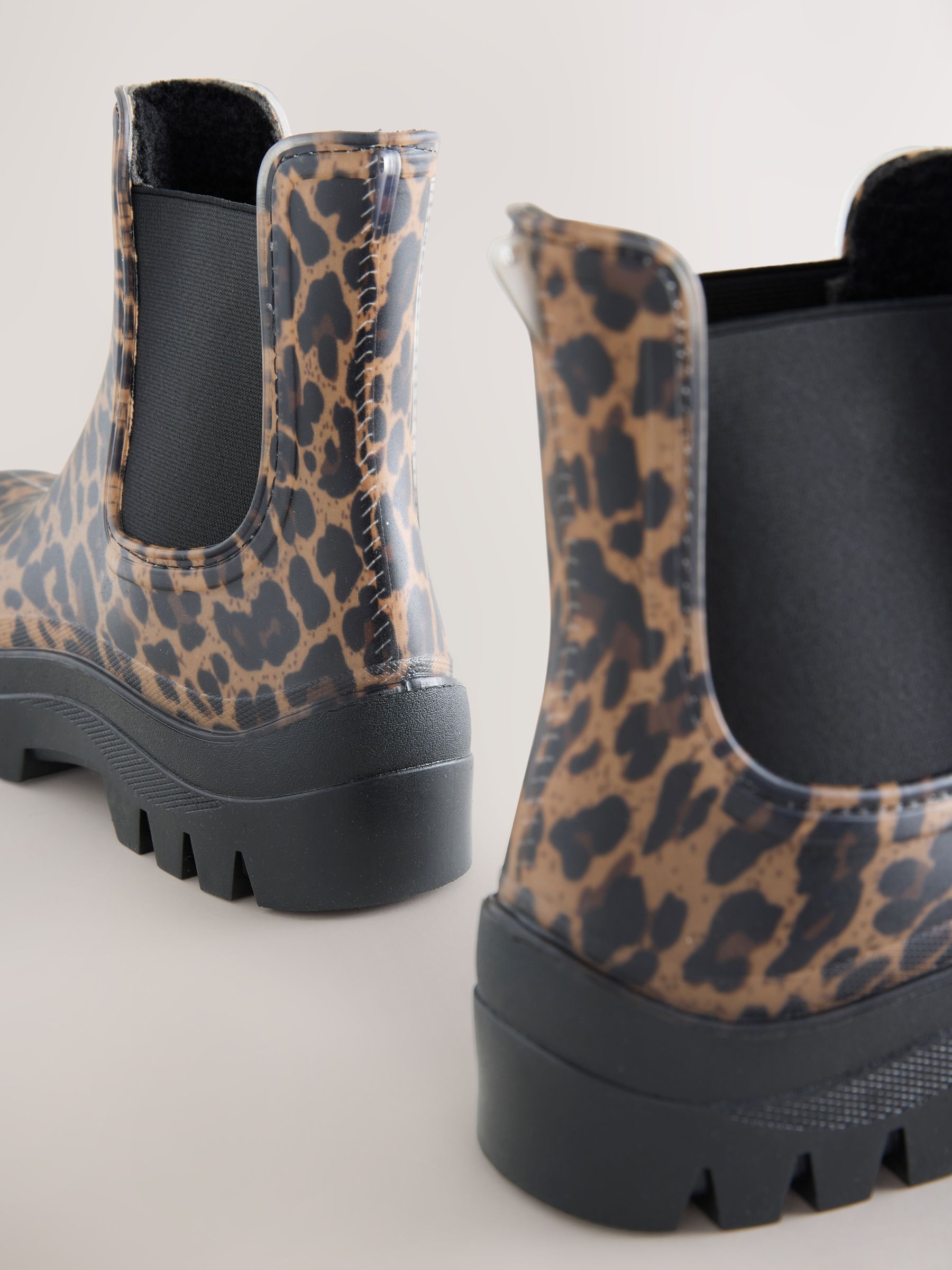 Buy Leopard Print - Faux Fur Lined Chelsea Ankle Wellies from Next Spain