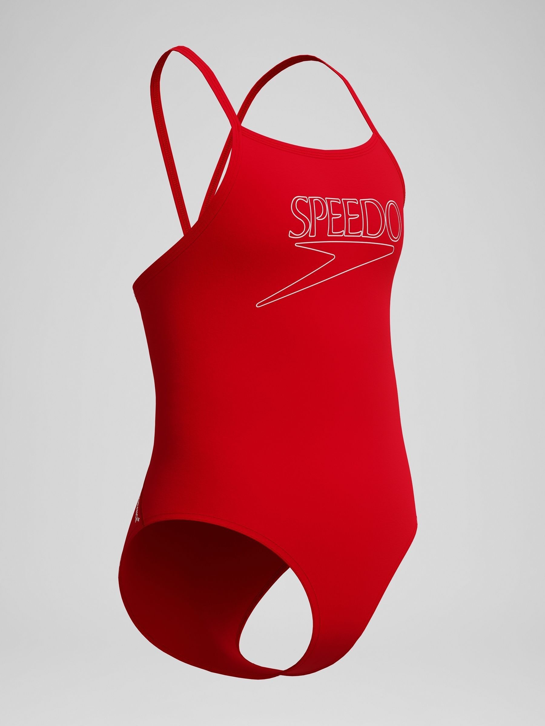 Buy Speedo Red Endurance+ Logo Thinstrap One Piece Swimsuit from the ...