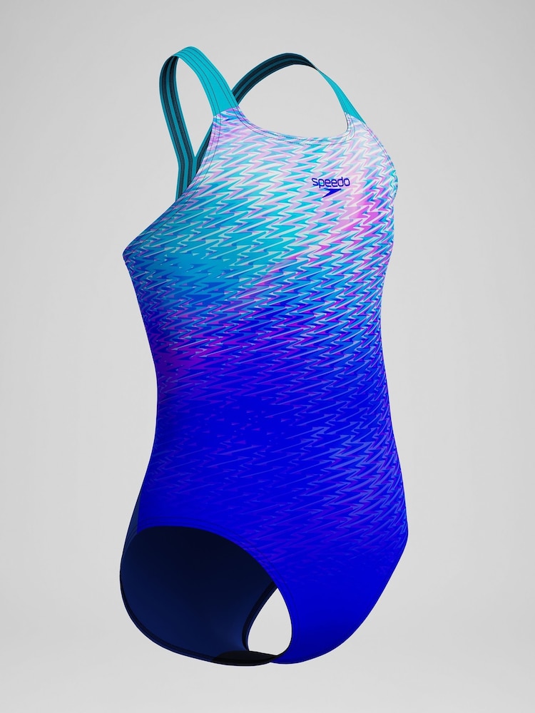 Buy Speedo Blue Print Powerback One Piece Swimsuit from Next United ...