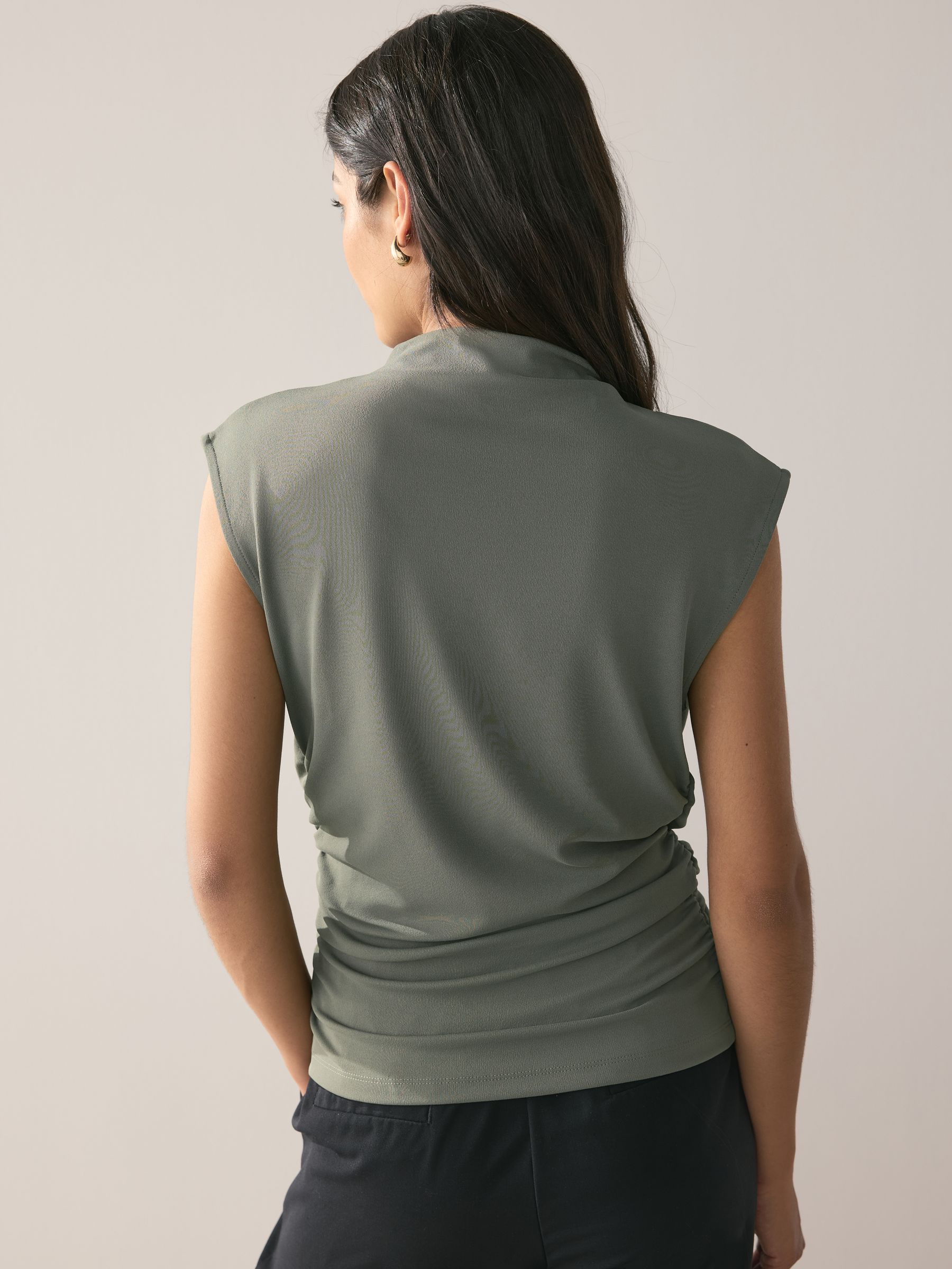 Buy Green High Neck Drape Sleeveless Top from Next Ireland