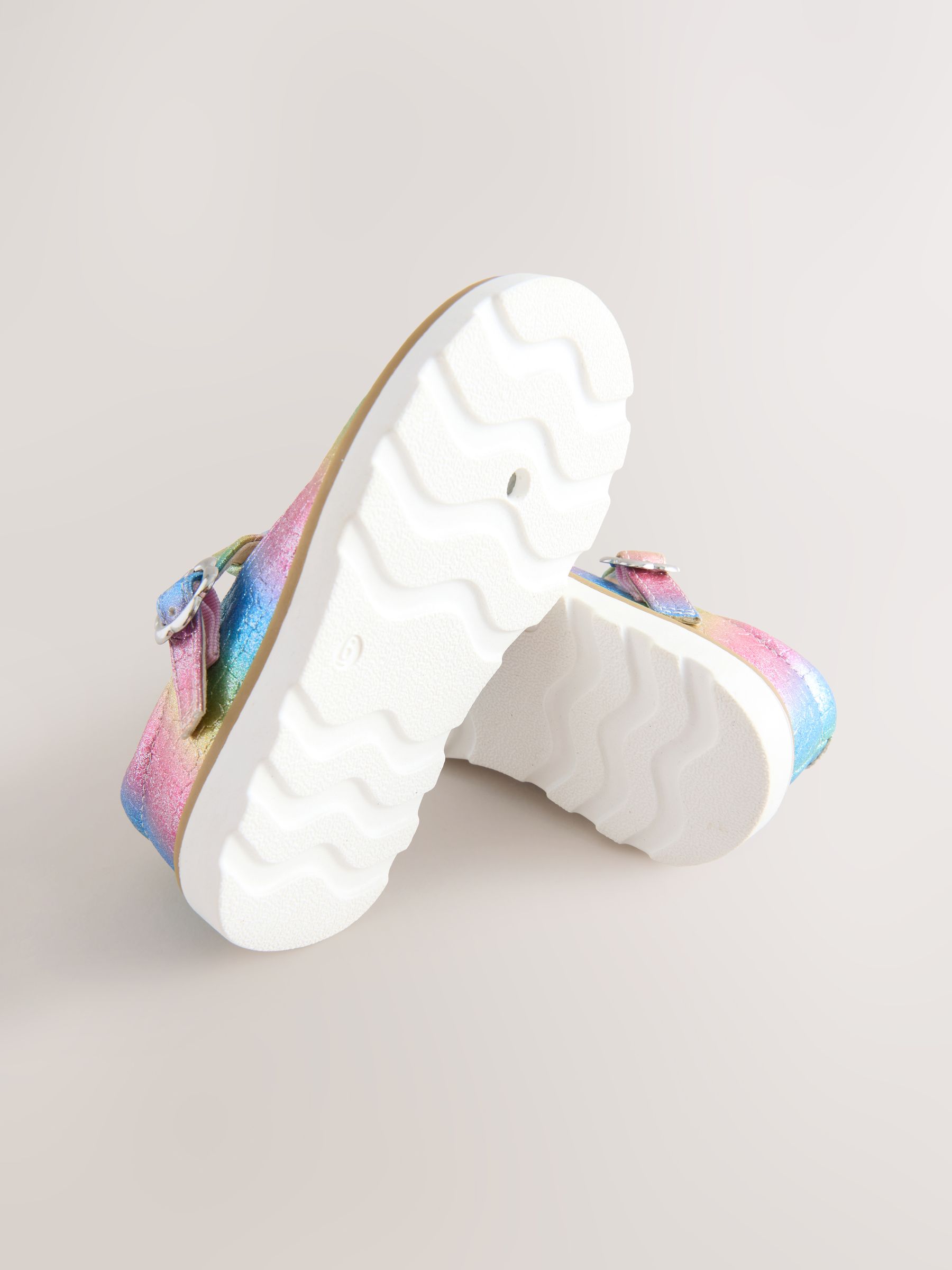 Buy Multi Rainbow Shimmer Standard Fit (F) T-Bar Shoes from Next Ireland
