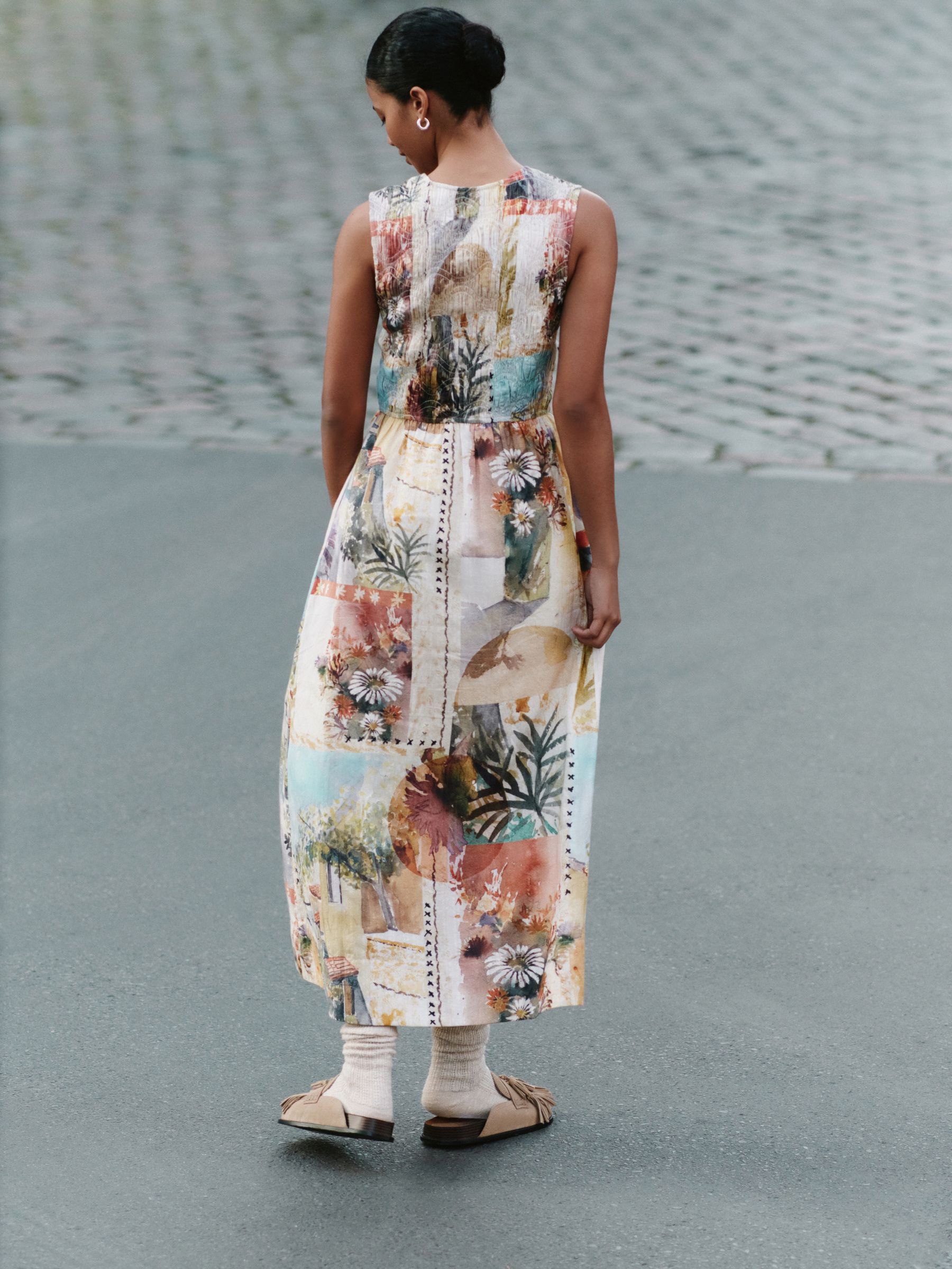 Buy Patched Print V-Neck Shirred Body Maxi Dress from the Next UK ...