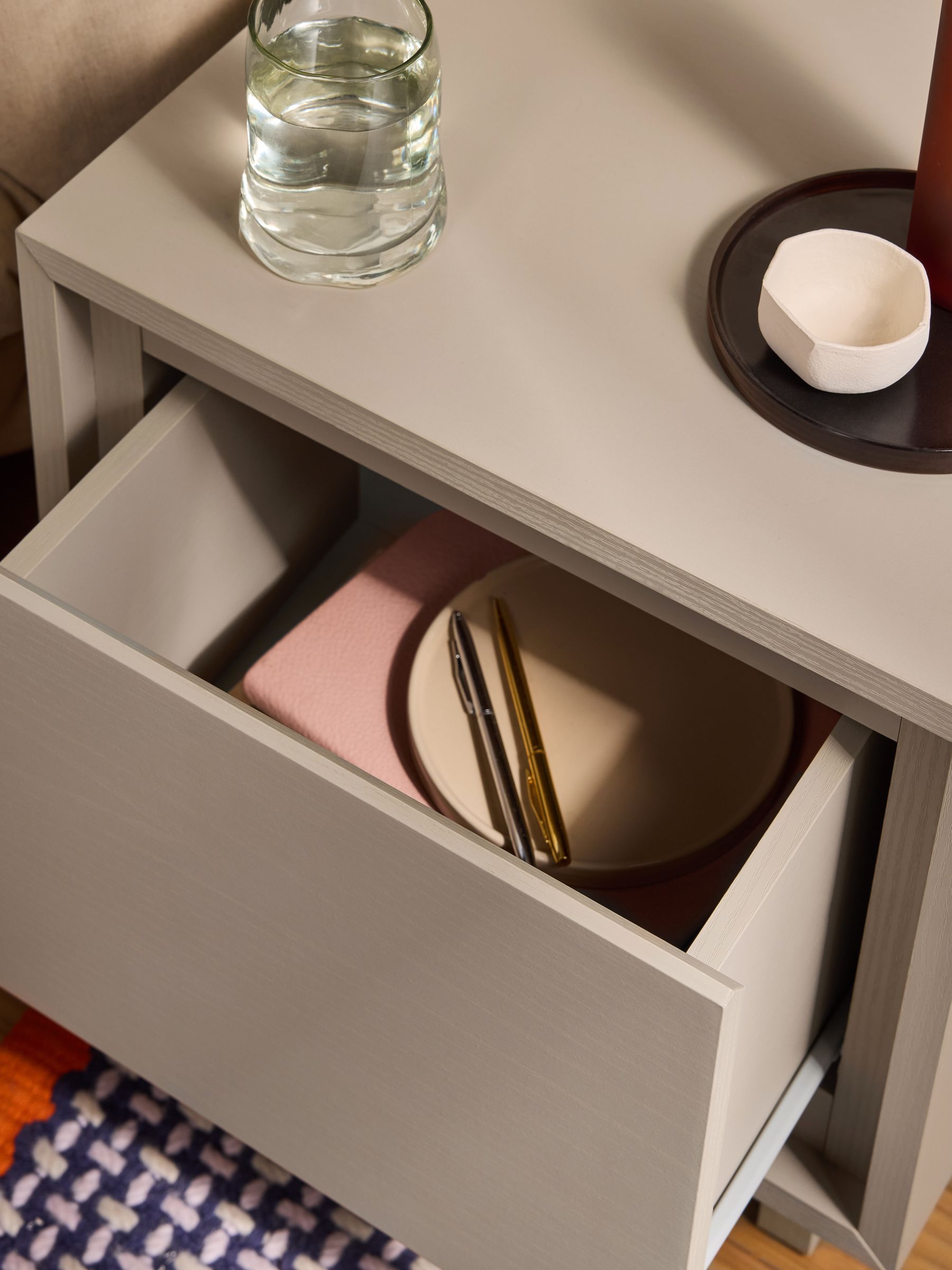 Buy MADE.COM Natural Greige Wood Effect Kaci 1 Drawer Bedside Table ...