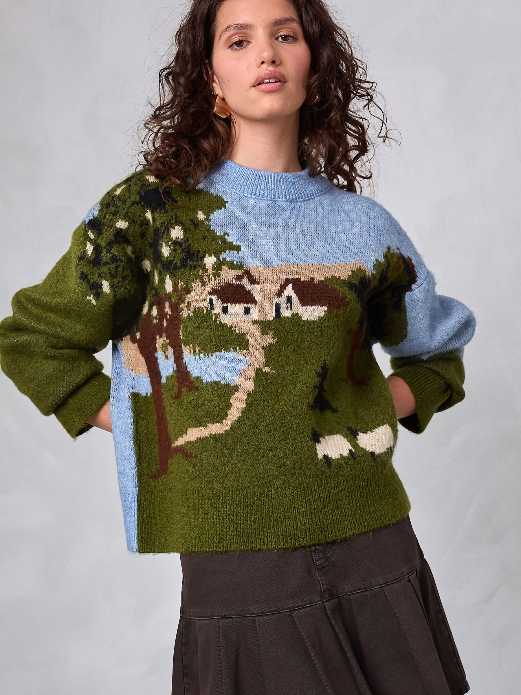 Buy Green Multi Landscape Scene Crew Neck Jumper from the Next UK online shop